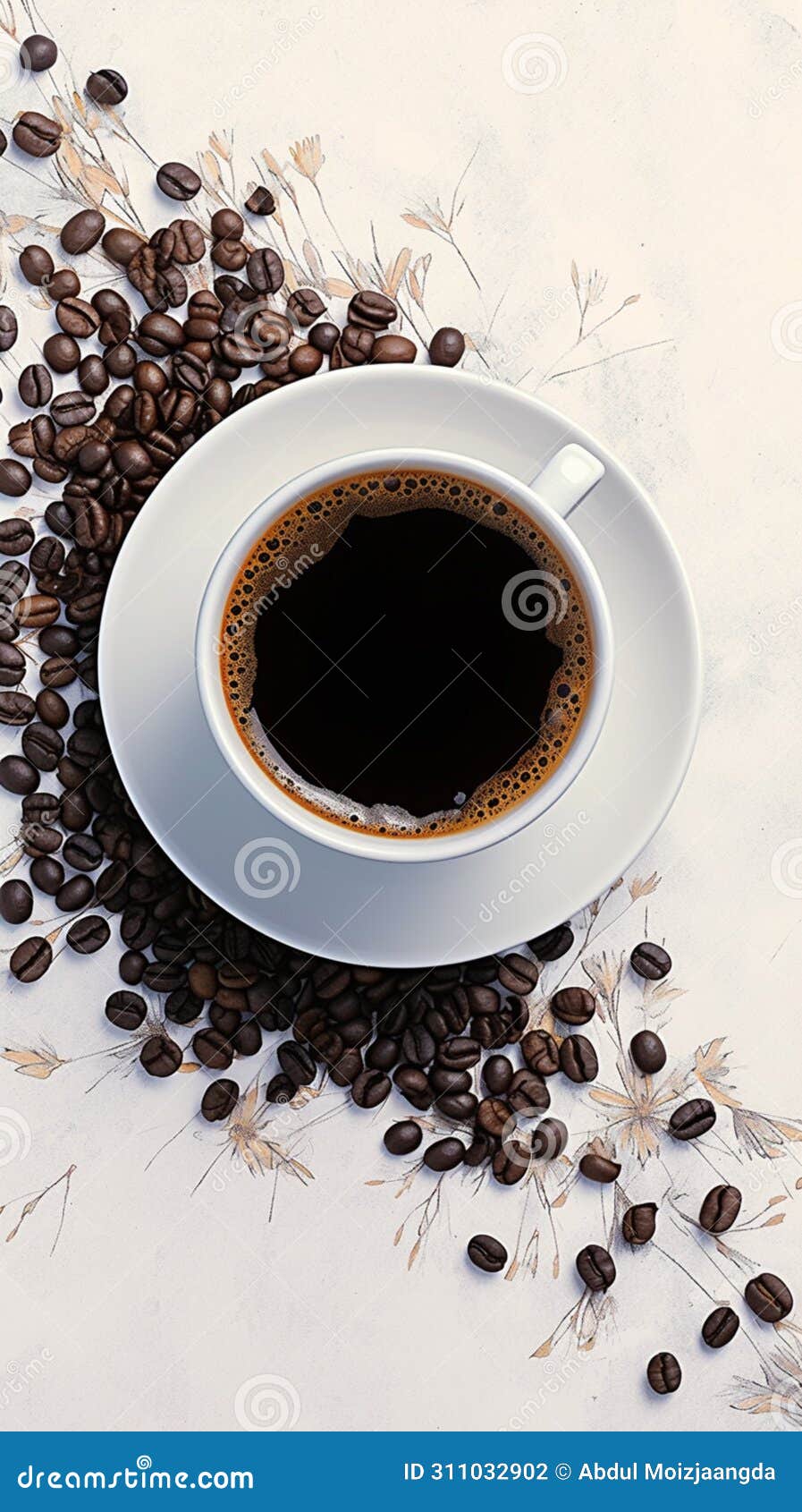 Elegant Top View Cup of Coffee on Pristine White Background Stock ...