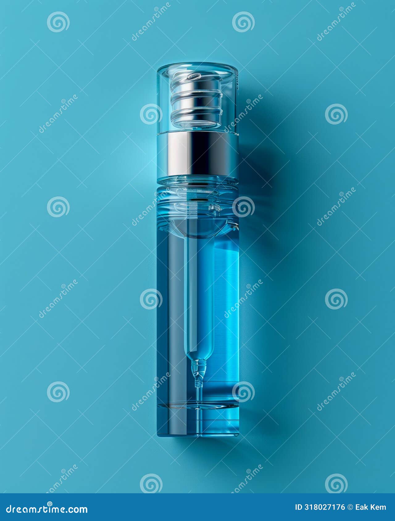 Elegant Transparent Blue Perfume Bottle on a Blue Background with a ...