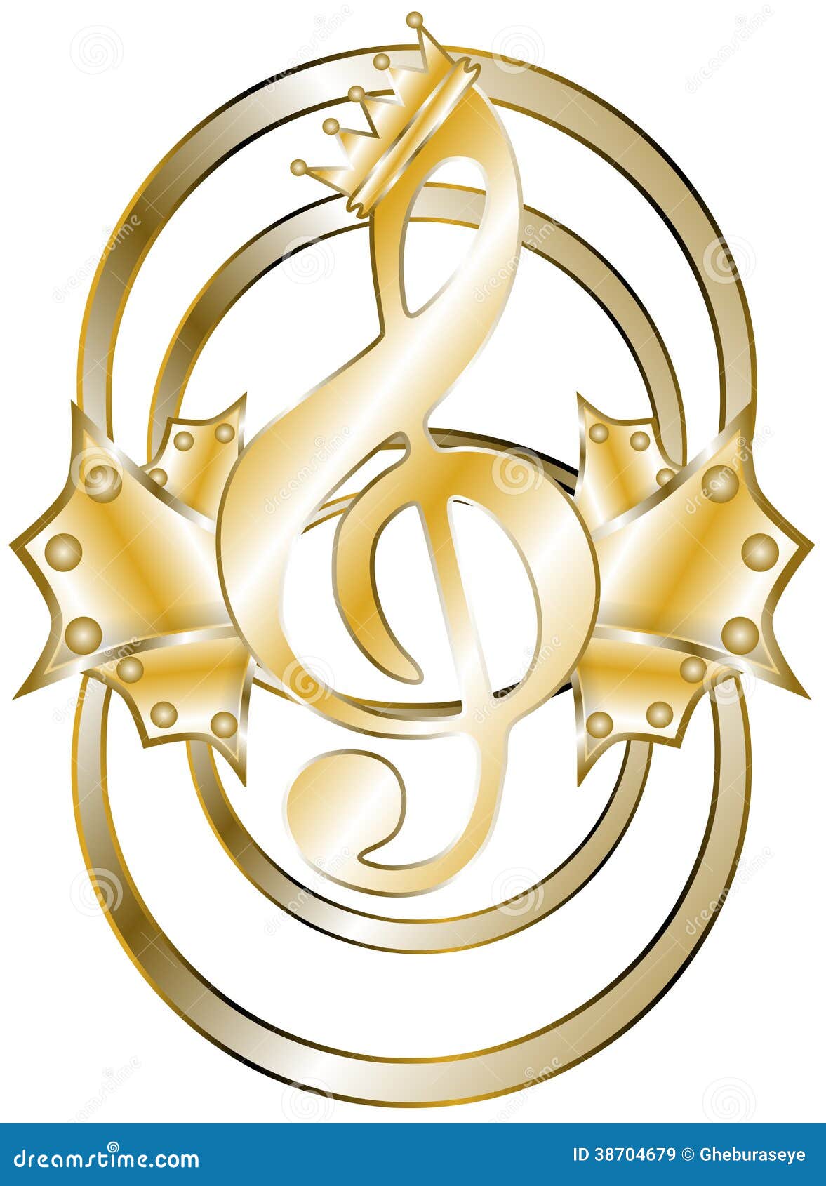 Elegant Treble Clef in Gold Isolated Stock Illustration - Illustration ...