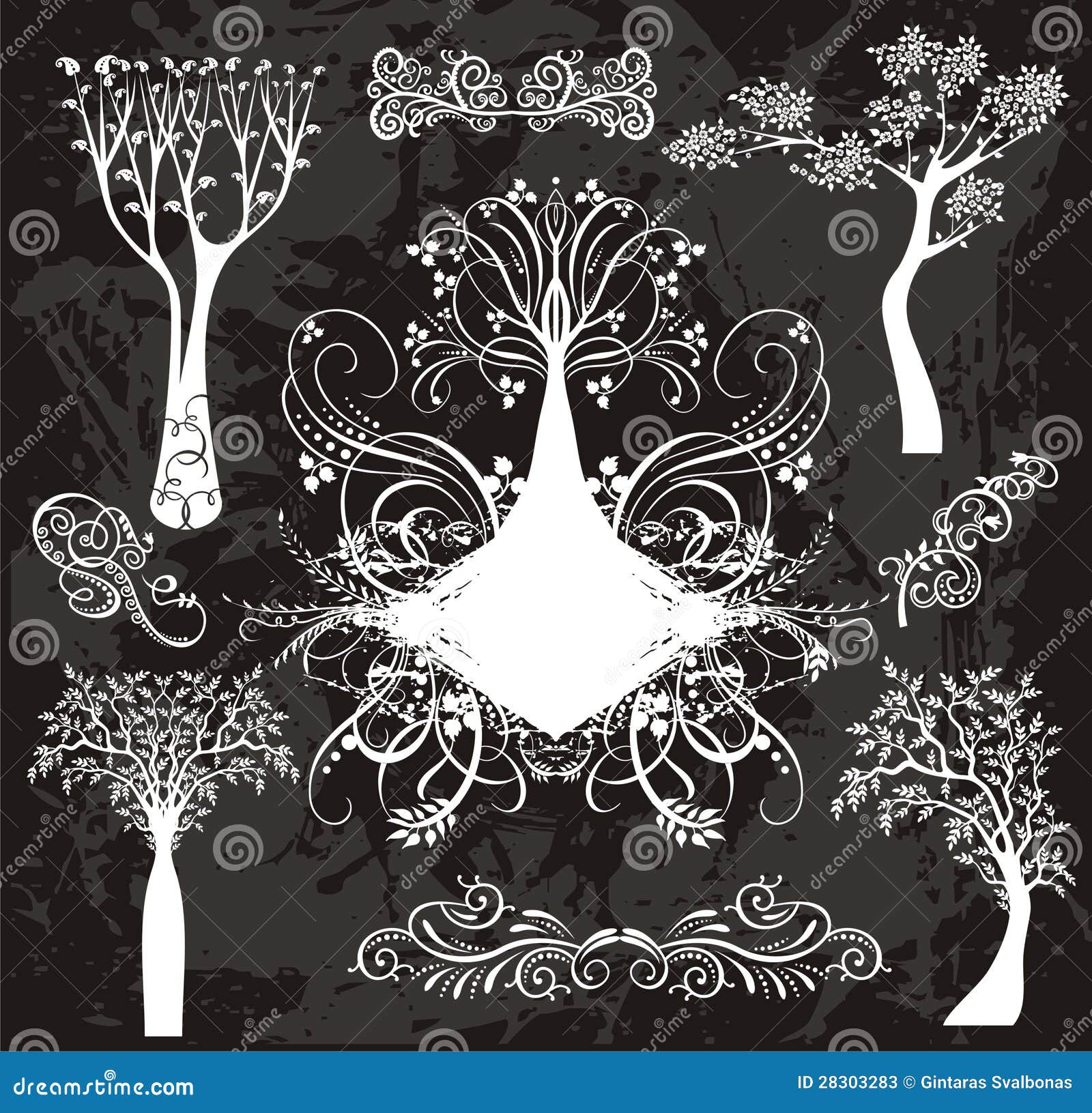 Elegant tree set stock vector. Illustration of symmetry - 28303283