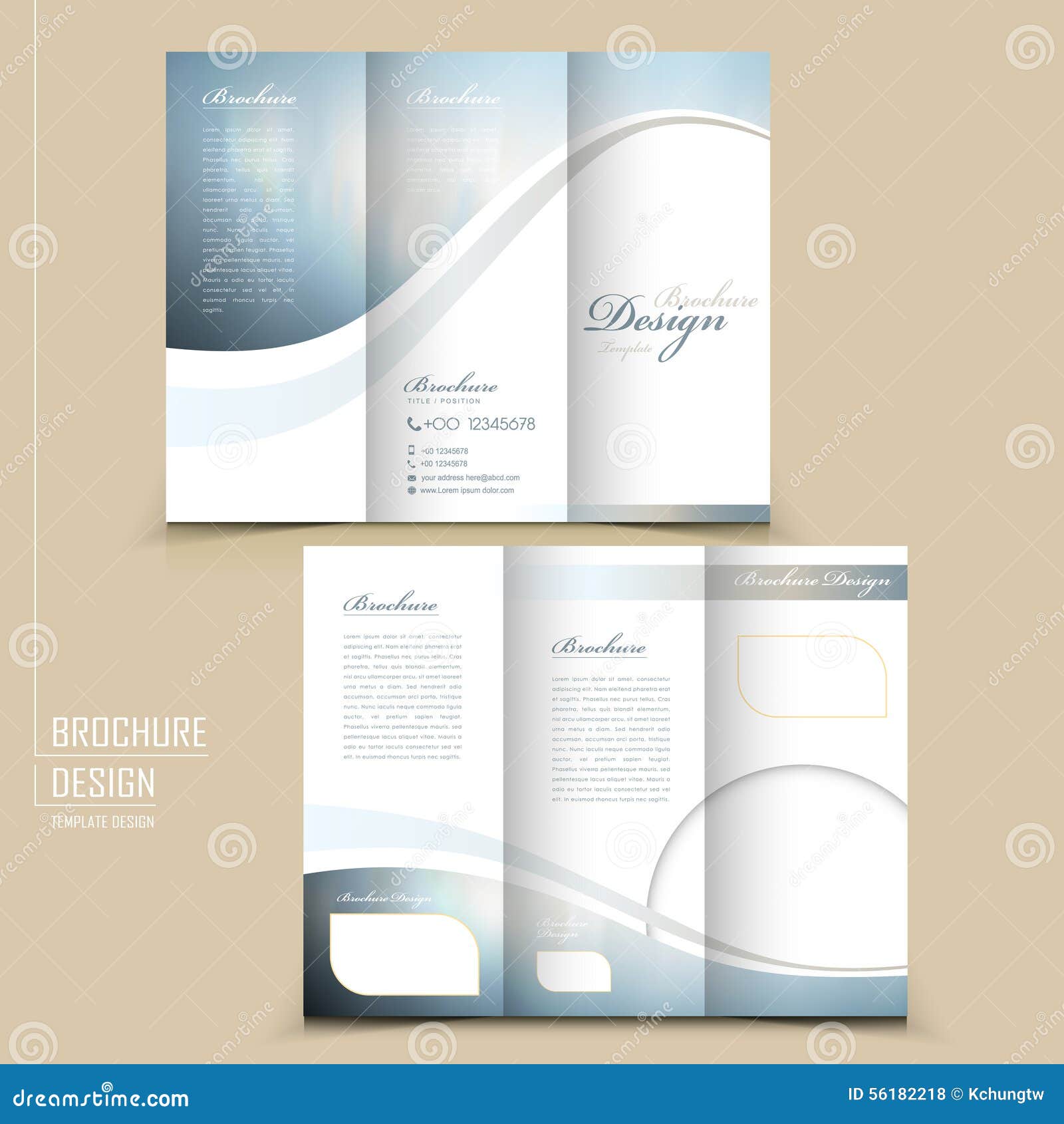 Elegant Tri-fold Template Design Stock Vector - Illustration of blue ... Elegant Tri-fold Template Design Stock Vector - Illustration of blue ...
