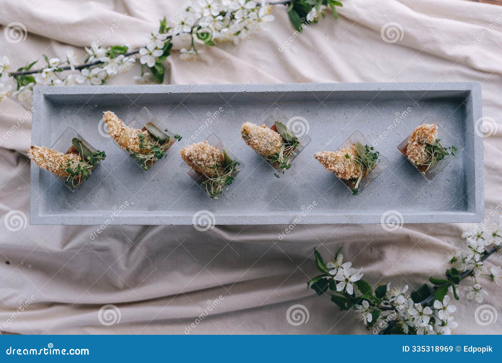 Elegant Triangular Gourmet Dishes on Plate Stock Image - Image of ...