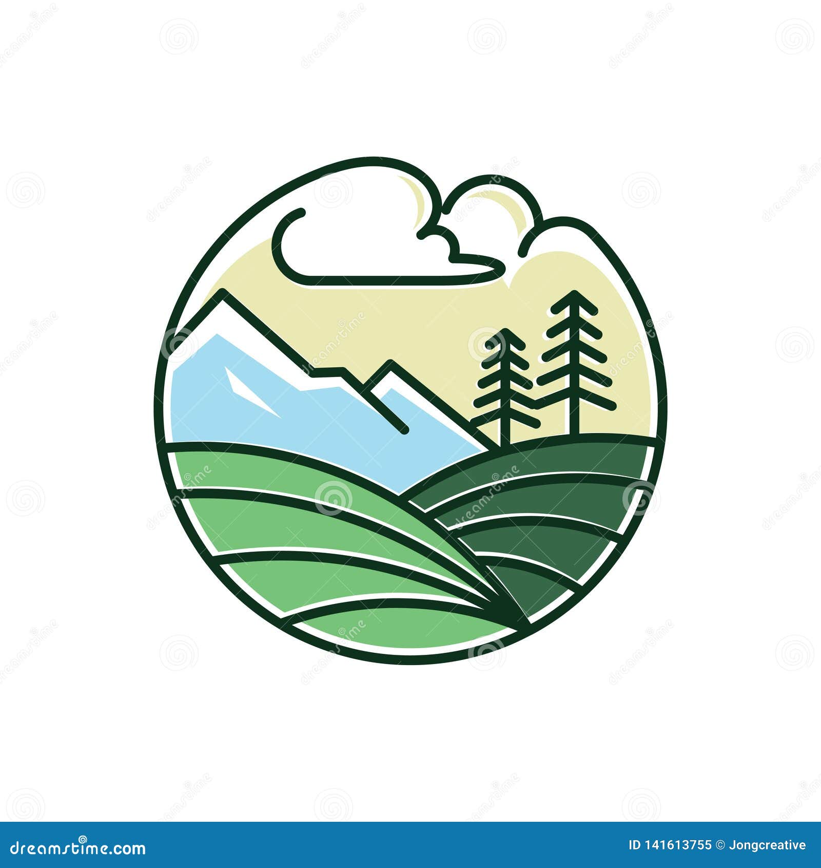 Elegant Valley Mountain Nature Line Logo Template Stock Vector ...