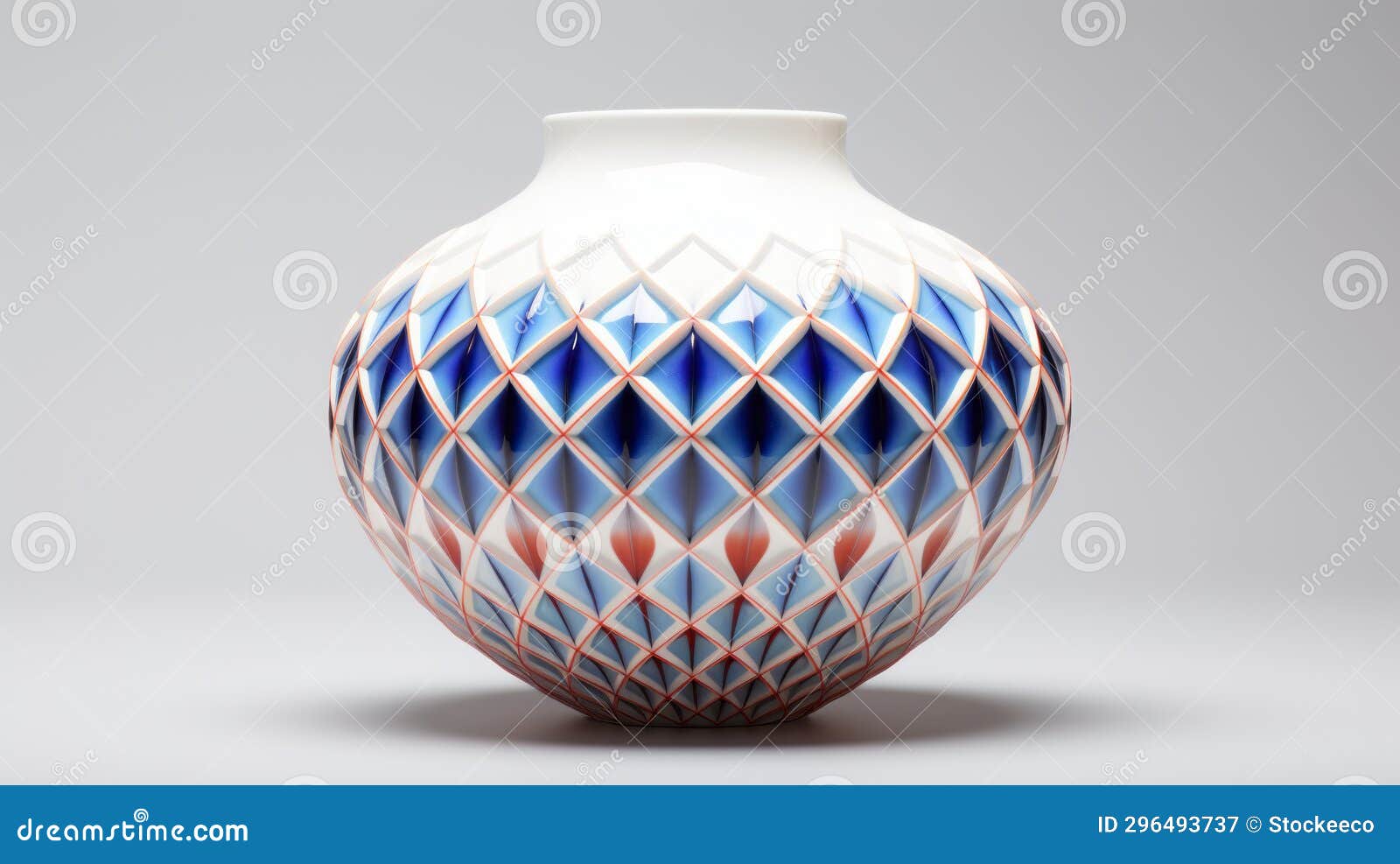 Elegant Vase with Blue and Red Geometric Patterns Stock Illustration ...