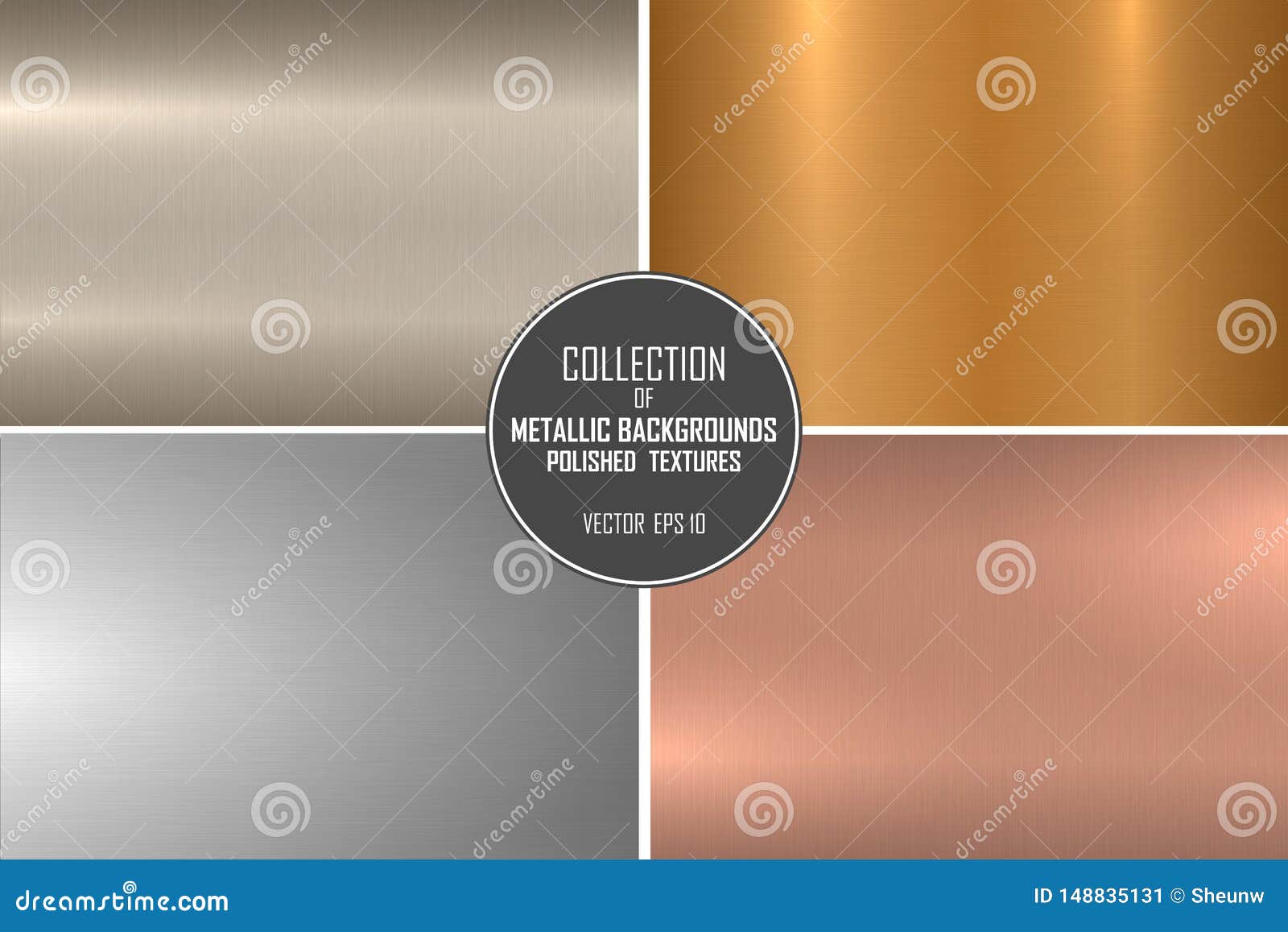 Elegant Vector Collection of Polished Metallic Smooth Textures. Color ...