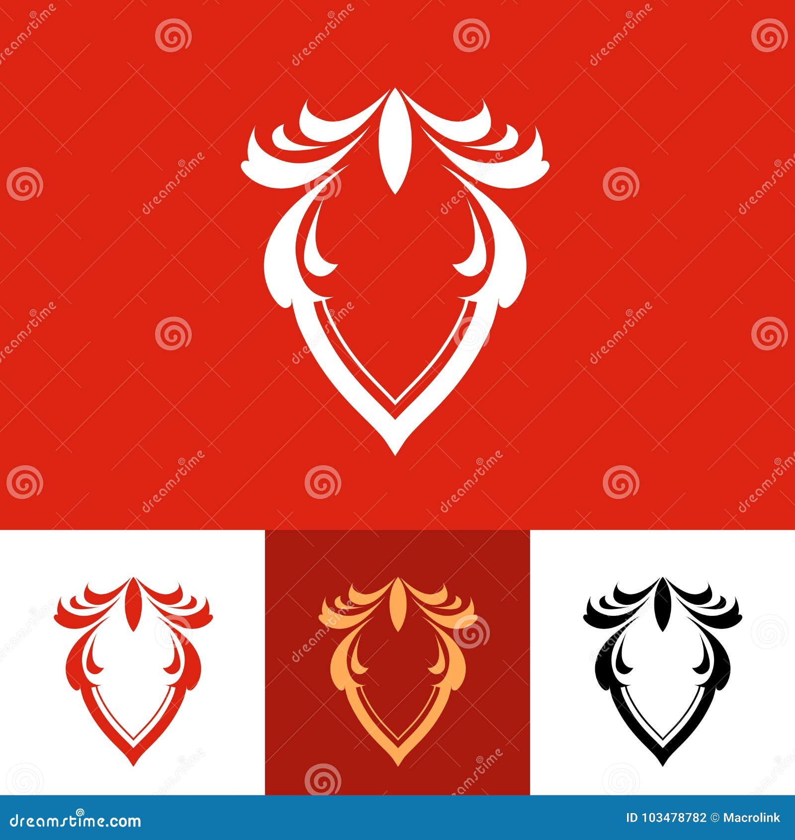 Elegant Vector Line Art Blazon - Set of Vector Emblems Stock Vector ...