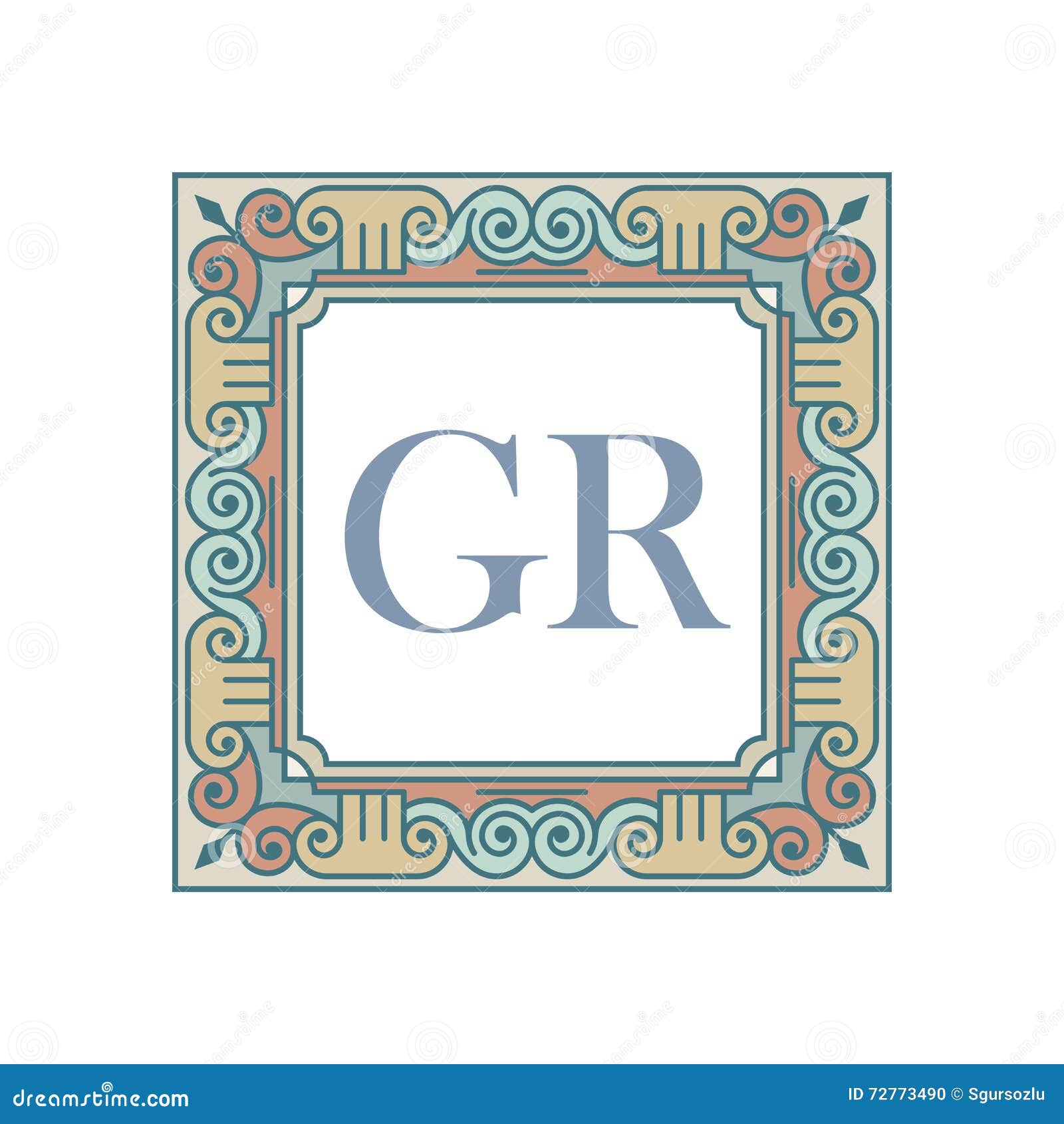 Elegant Vector Mediterranean Style Frame Design Stock Vector ...