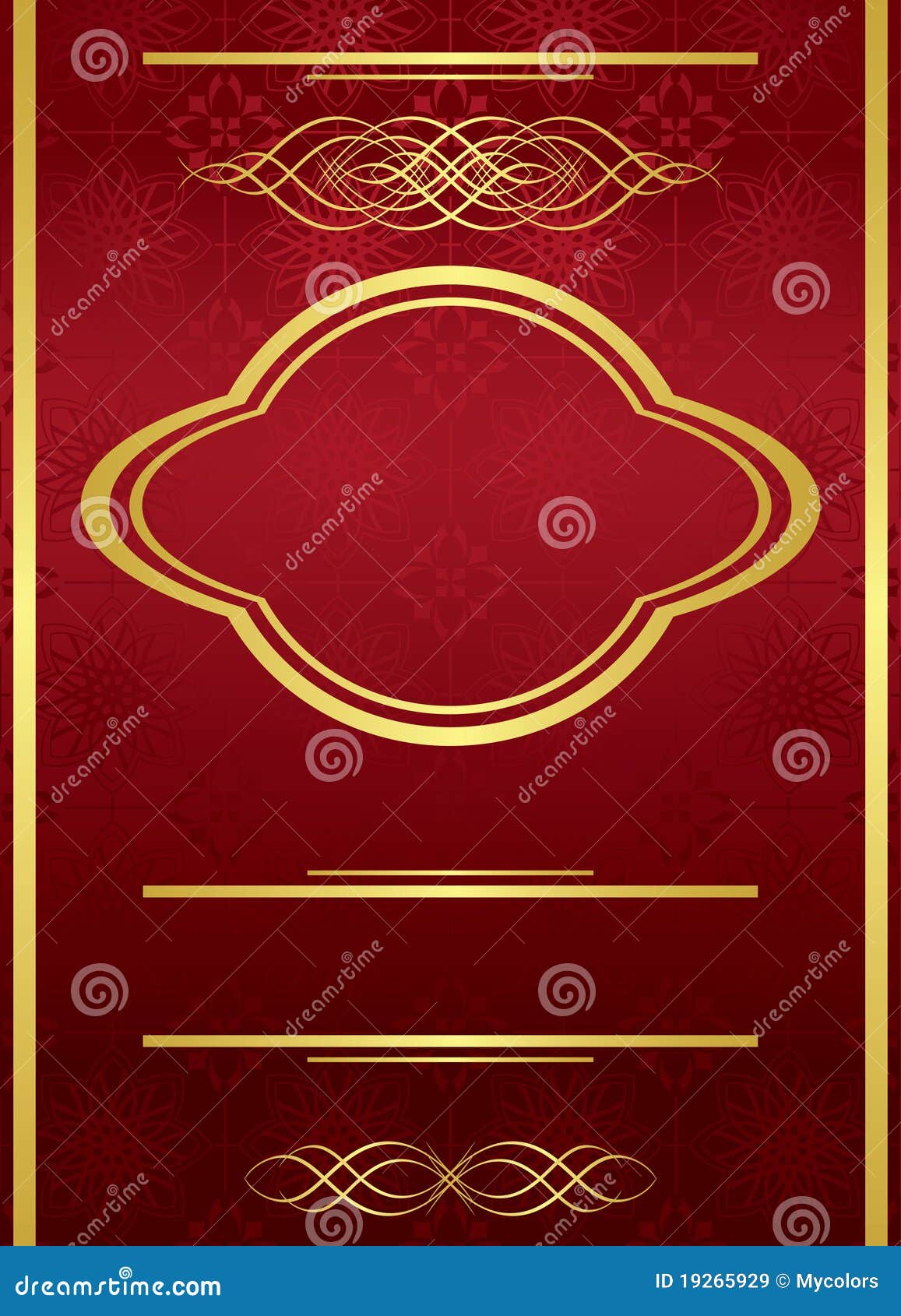 Elegant Vector Red Card with Golden Frame Stock Vector - Illustration ...