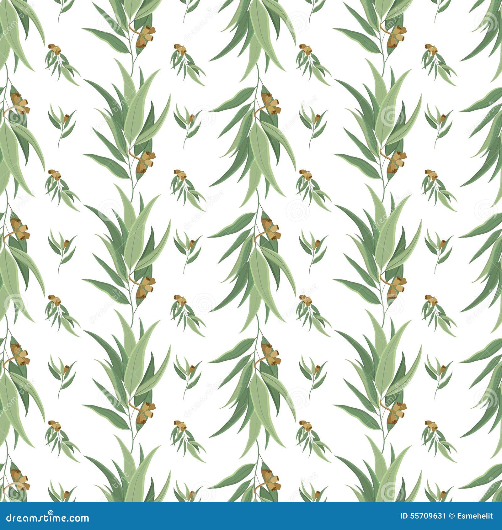 Elegant Vector Seamless Pattern with Eucalyptus Stock Vector ...