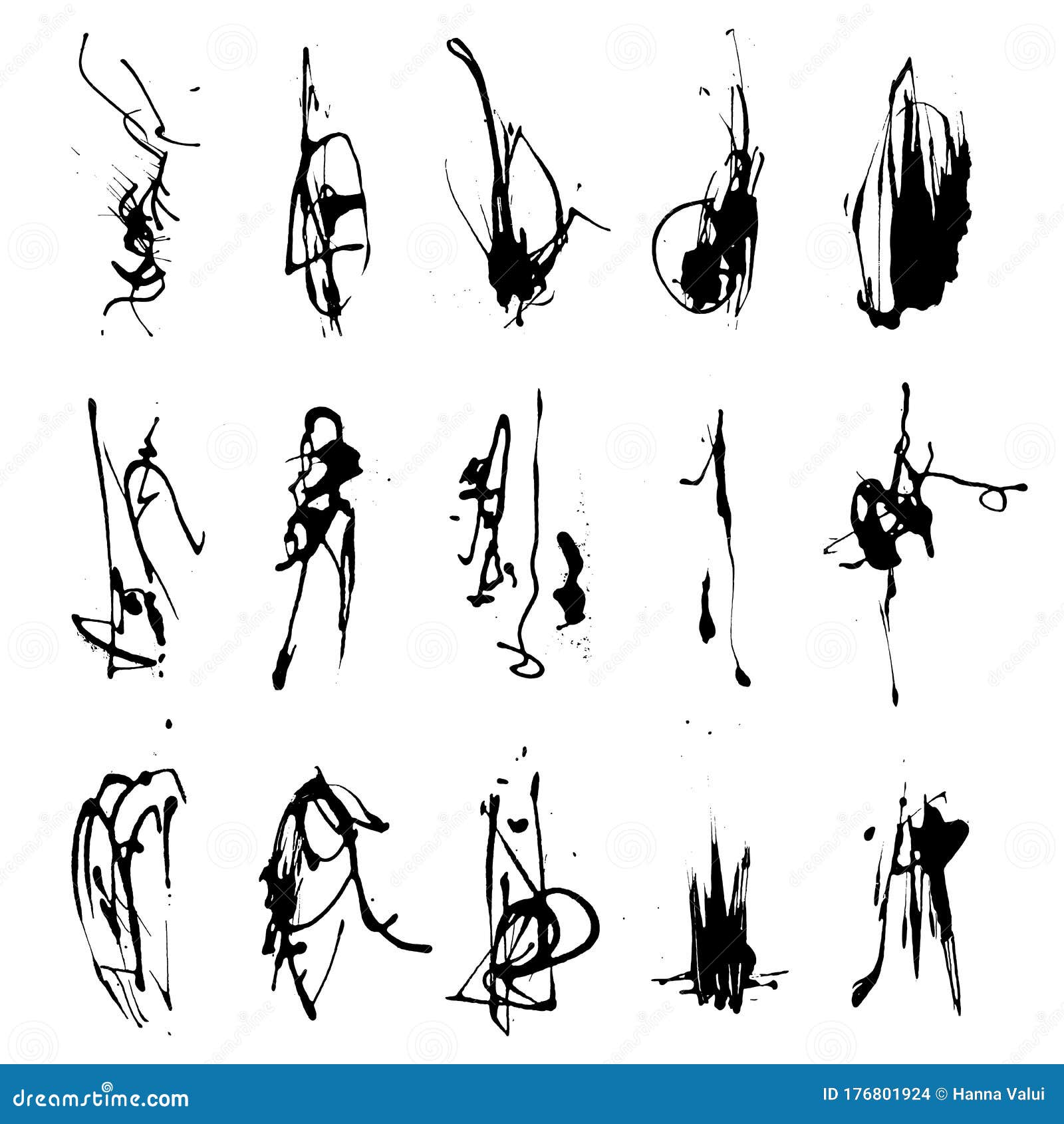 Elegant Vector Set Of Ink Splashes Blots Splatter Collection. Grunge ...