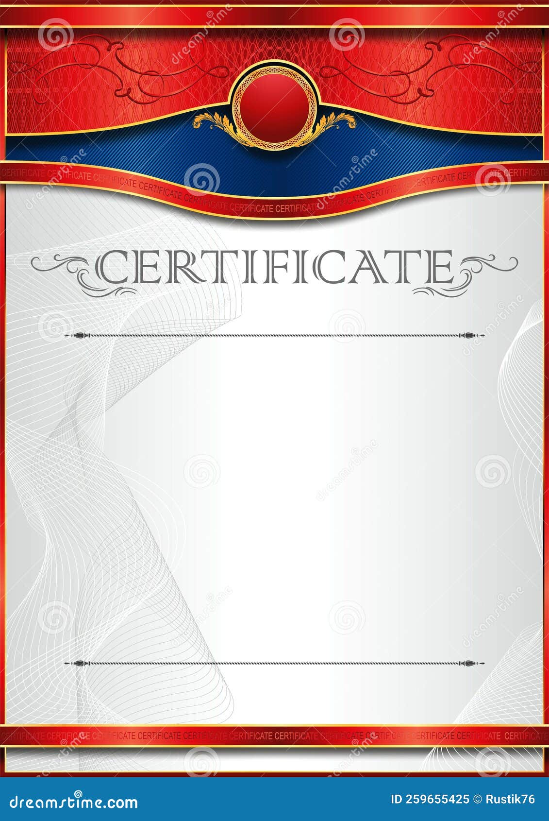 An Elegant Vertical Blank Form for Creating Certificates. with Red ...