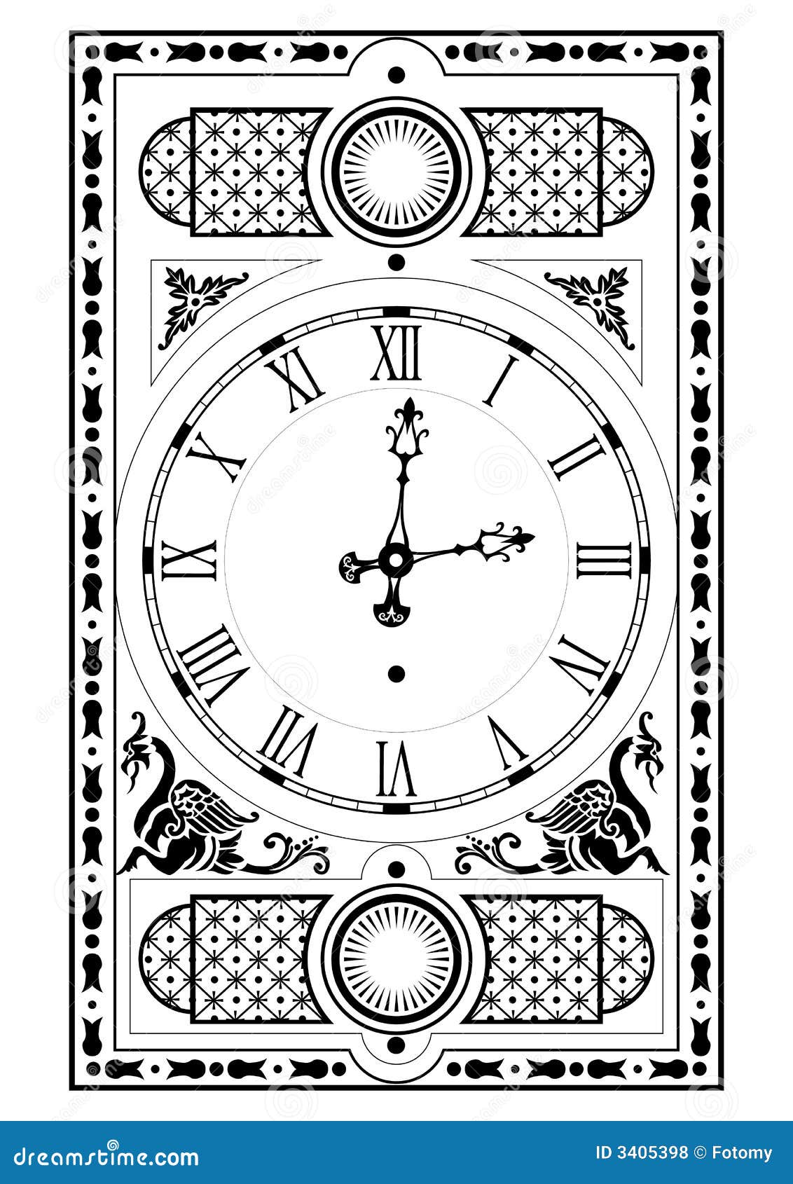 Elegant victorian clock stock vector. Illustration of design - 3405398