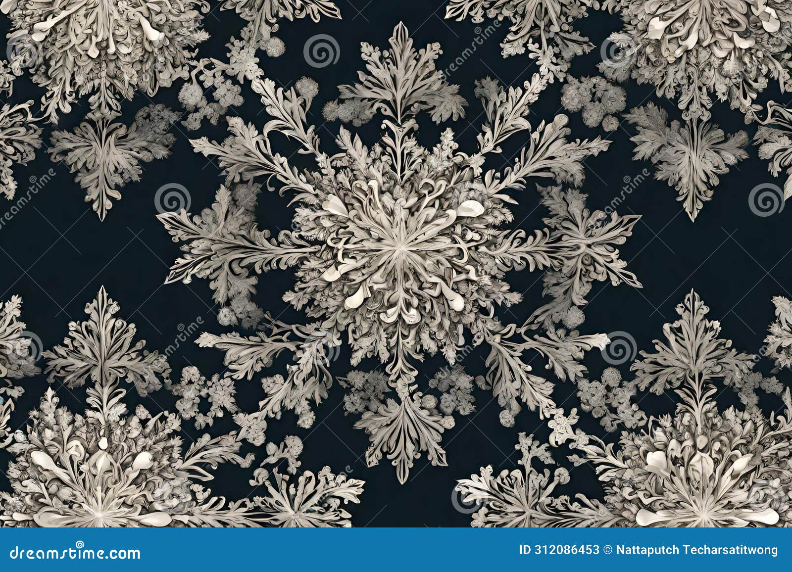 Elegant Victorian Style Snowflakes Stock Illustration - Illustration of ...