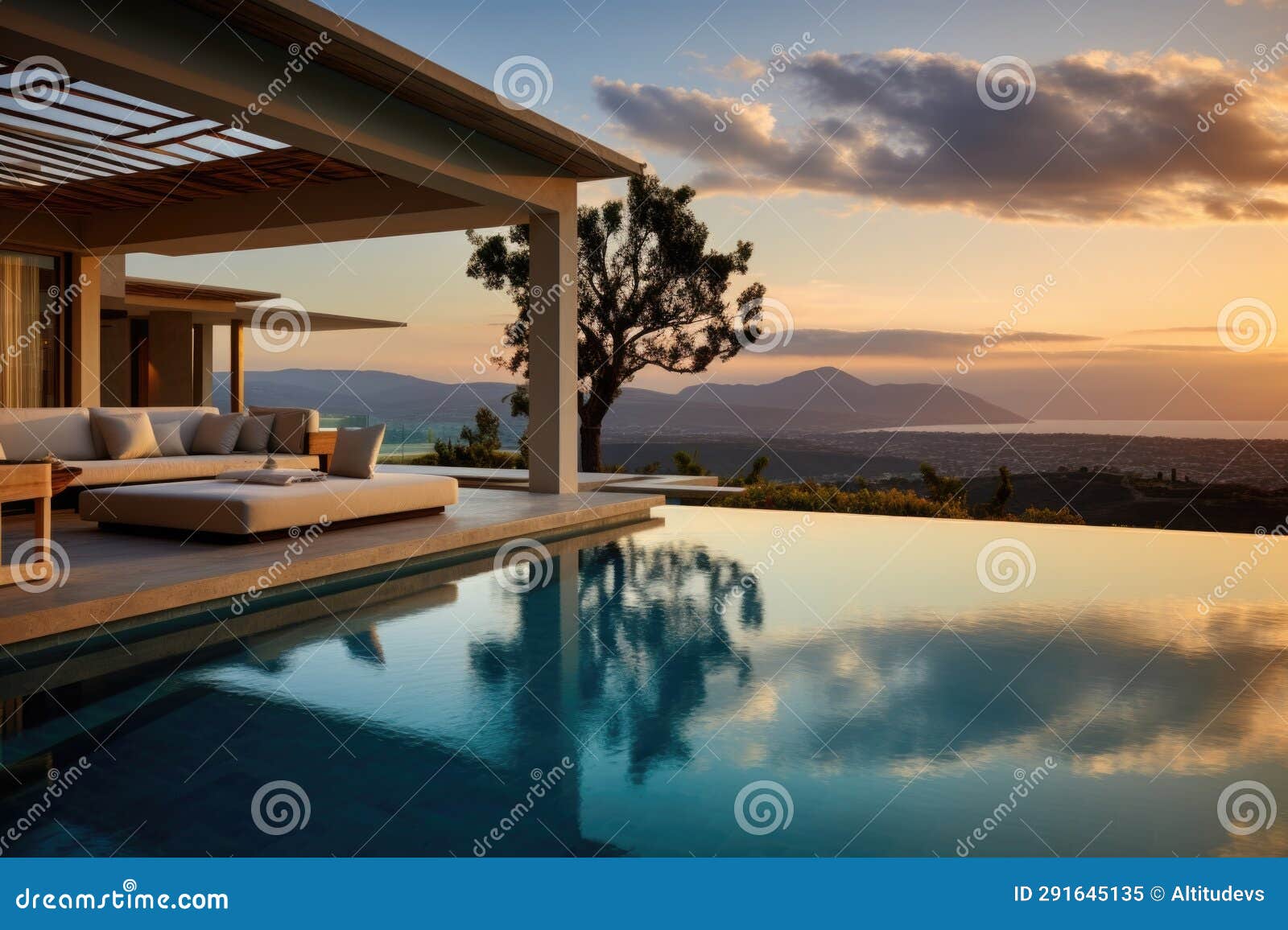 Elegant Villa with Private Infinity Pool Stock Image - Image of ...