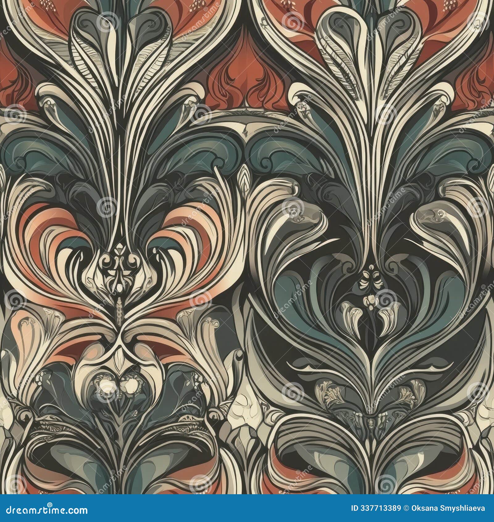 Elegant Vintage Baroque Scrollwork Pattern Wallpaper Design Stock Image - Image of fabric ...