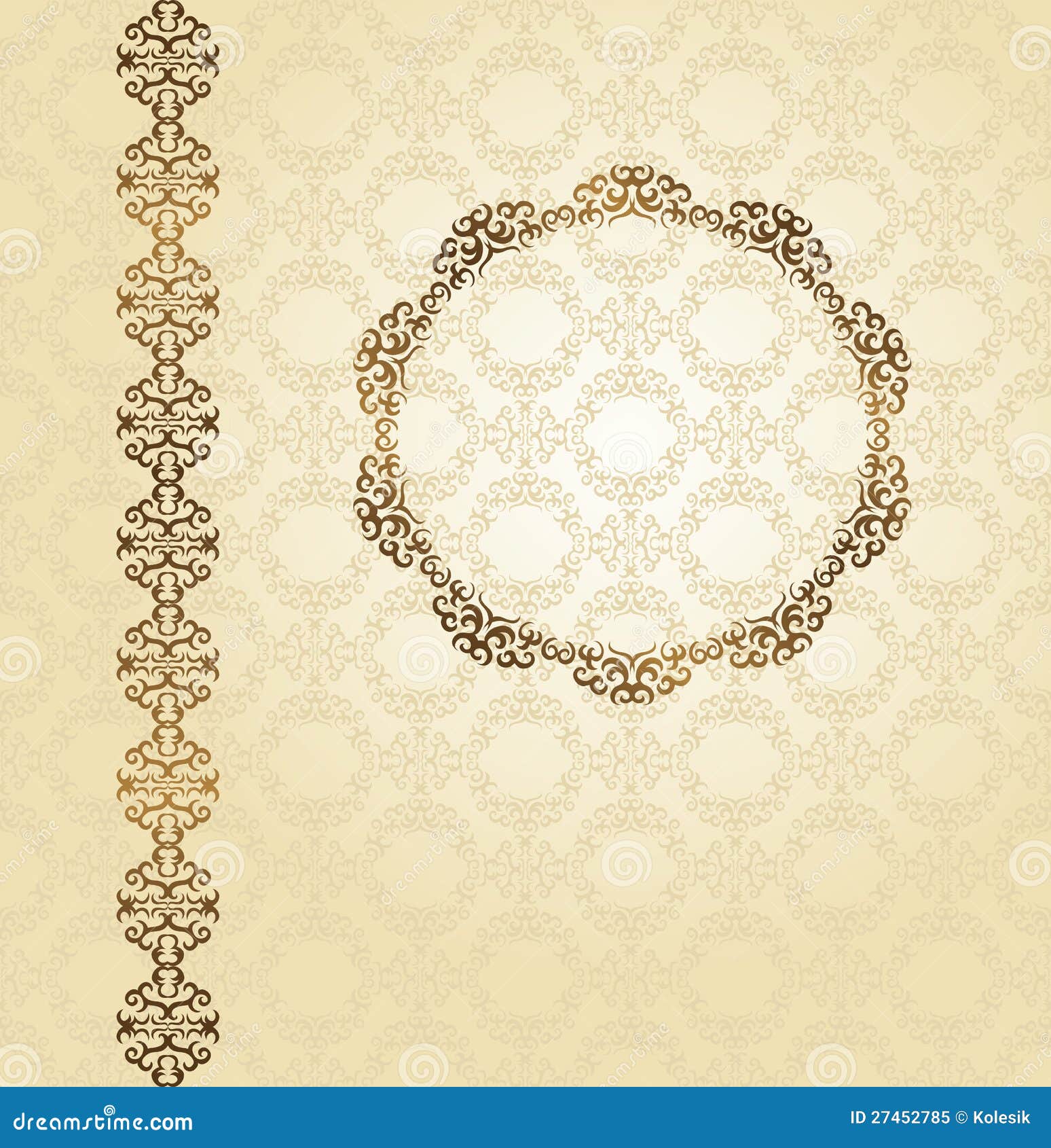 Elegant Vintage Card with Seamless Wallpaper Stock Vector ...