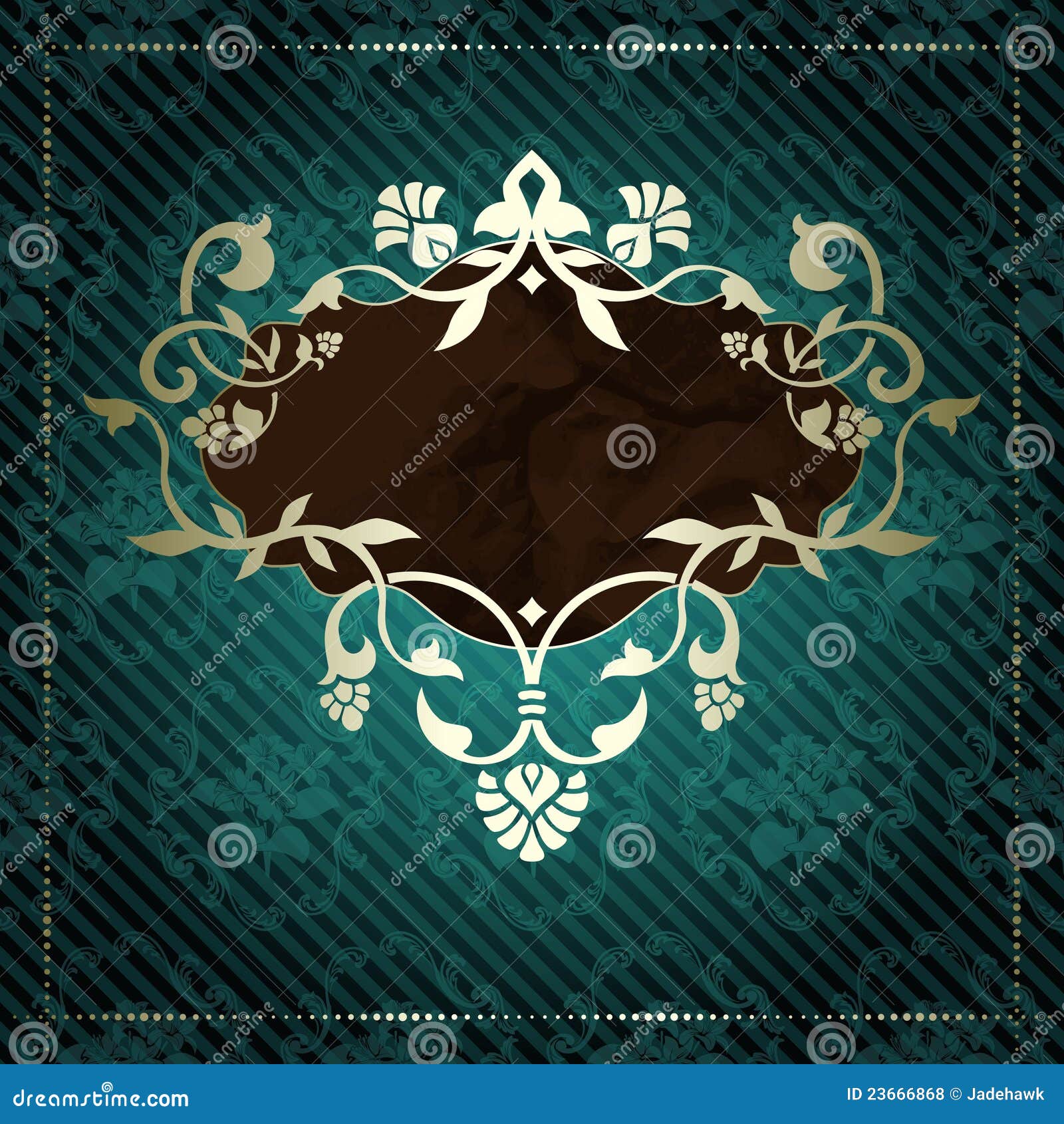 Elegant Vintage Rococo Label in Dark Green Stock Vector - Illustration ...