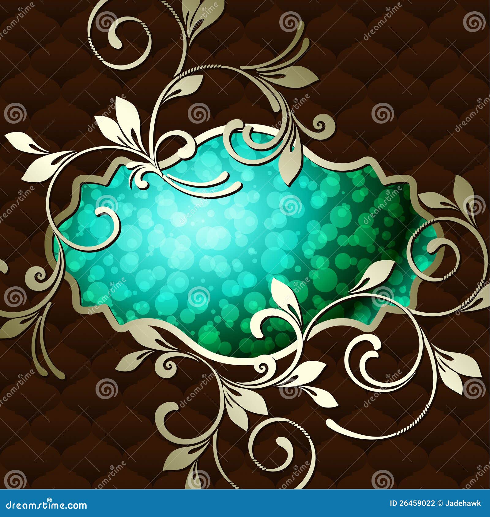 Elegant Vintage Rococo Label in Dark Green Stock Vector - Illustration ...