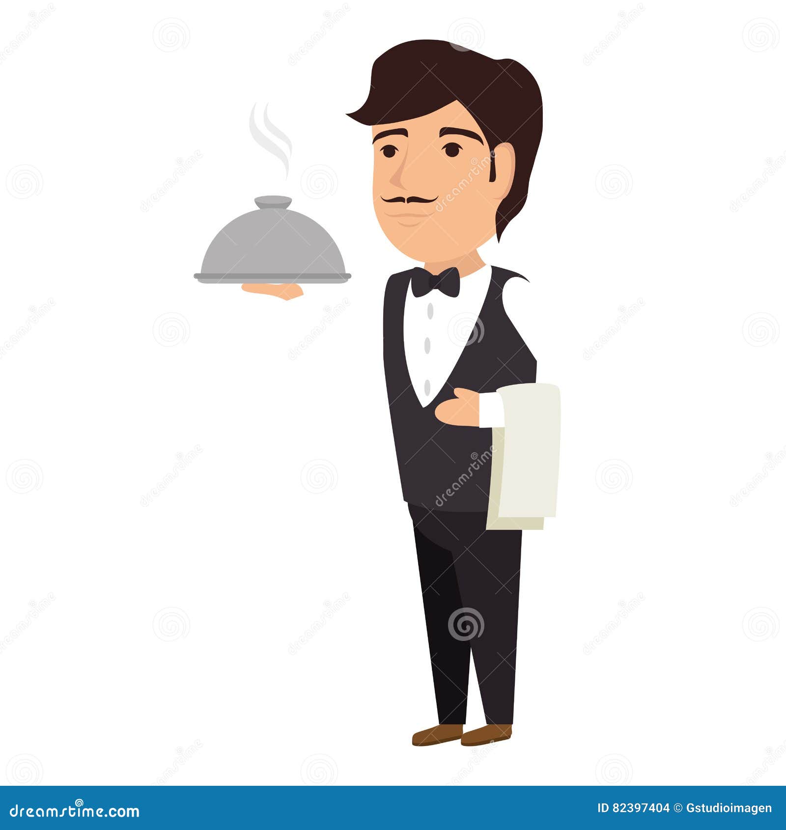 Elegant Waiter Character Icon Stock Illustration - Illustration of flat ...
