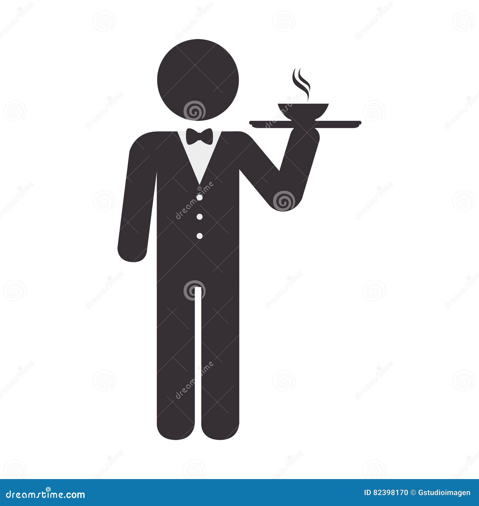 Elegant Waiter Character Icon Stock Illustration - Illustration of ...