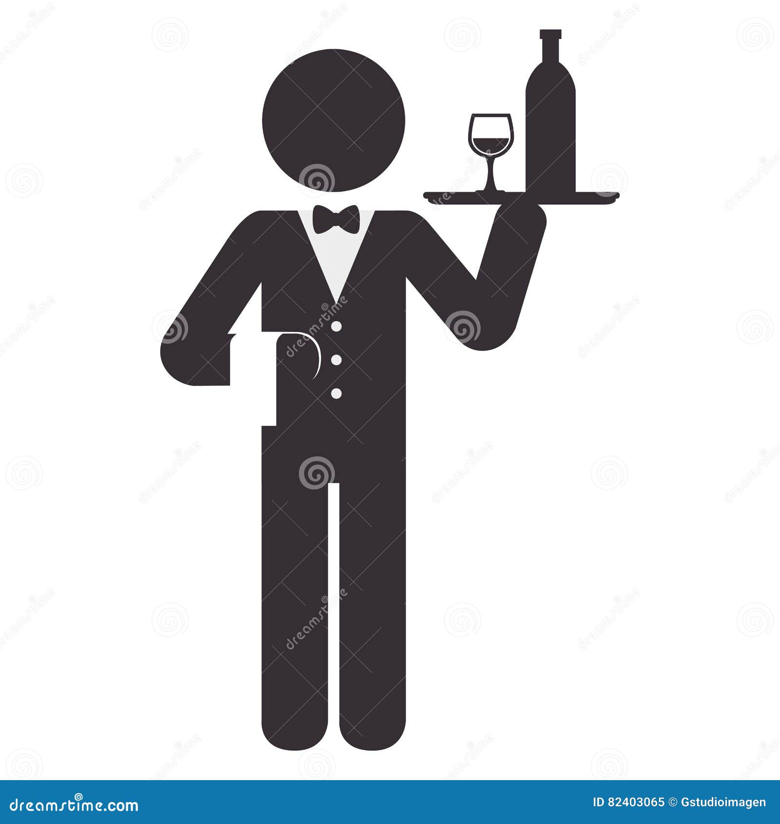 Elegant Waiter Character Icon Stock Illustration - Illustration of ...