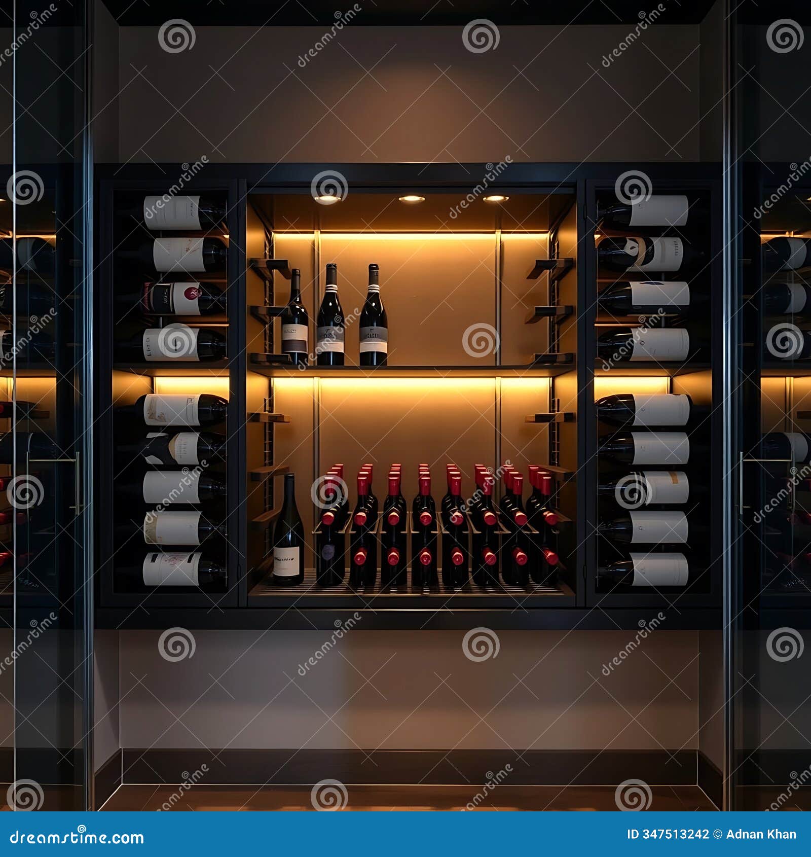 An Elegant Wall Mounted Wine Storage Unit in a Wine Cellar Displaying ...
