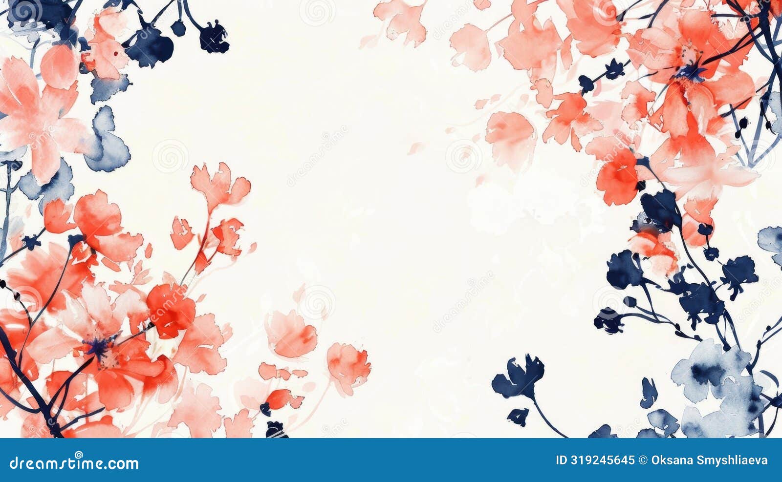 Elegant Watercolor Floral Border Design for Spring Stock Image - Image ...