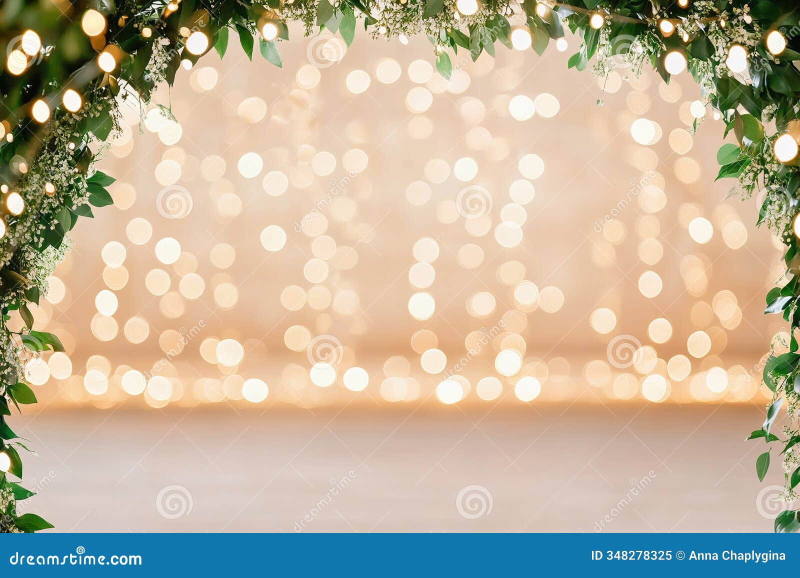 Elegant Wedding Backdrop Adorned with Flowers and Soft Glowing Lights ...