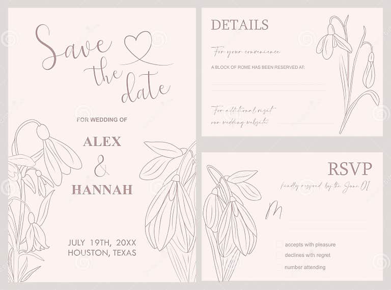 Elegant Wedding Invitation Save The Date Template Stock Vector