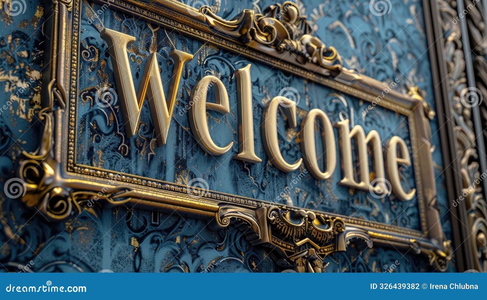 Elegant Welcome Sign with Baroque Patterns and Frame Stock Illustration ...