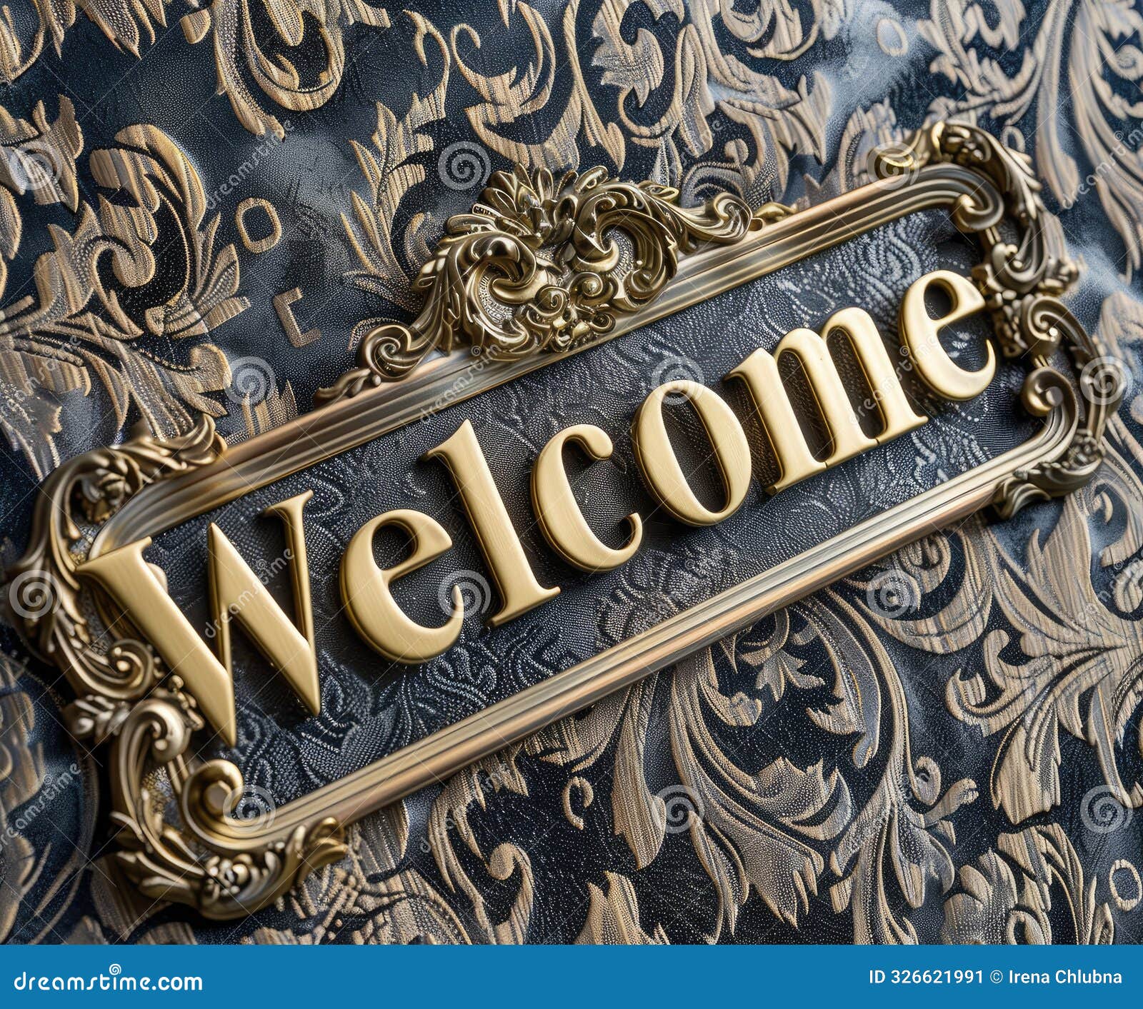 Elegant Welcome Sign with Baroque Patterns and Frame Stock Illustration ...