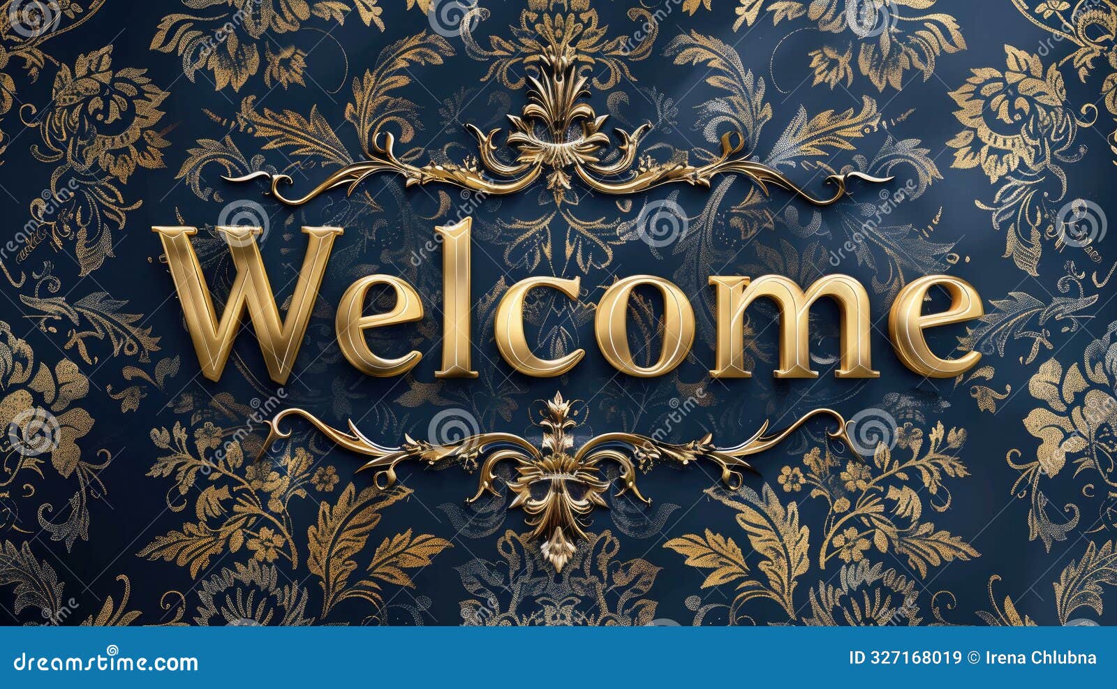 Elegant Welcome Sign with Baroque Patterns and Frame Stock Illustration ...