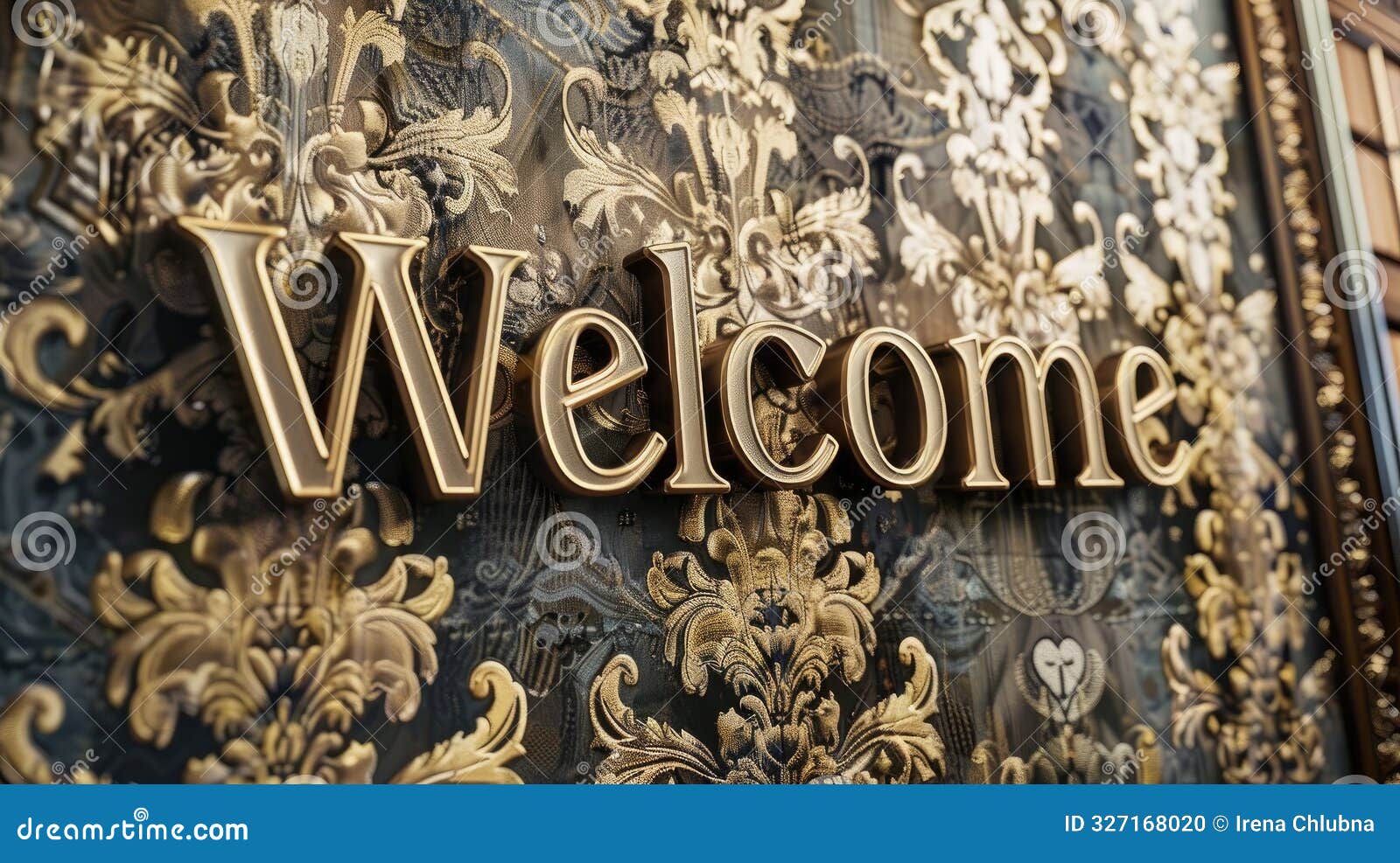 Elegant Welcome Sign with Baroque Patterns and Frame Stock Illustration ...