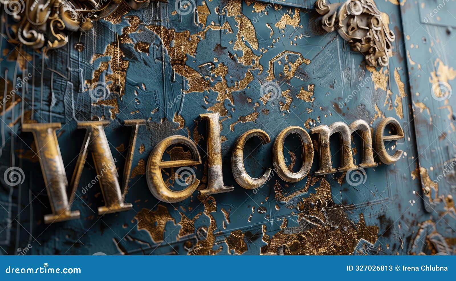 Elegant Welcome Sign with Baroque Patterns and Frame Stock Illustration ...