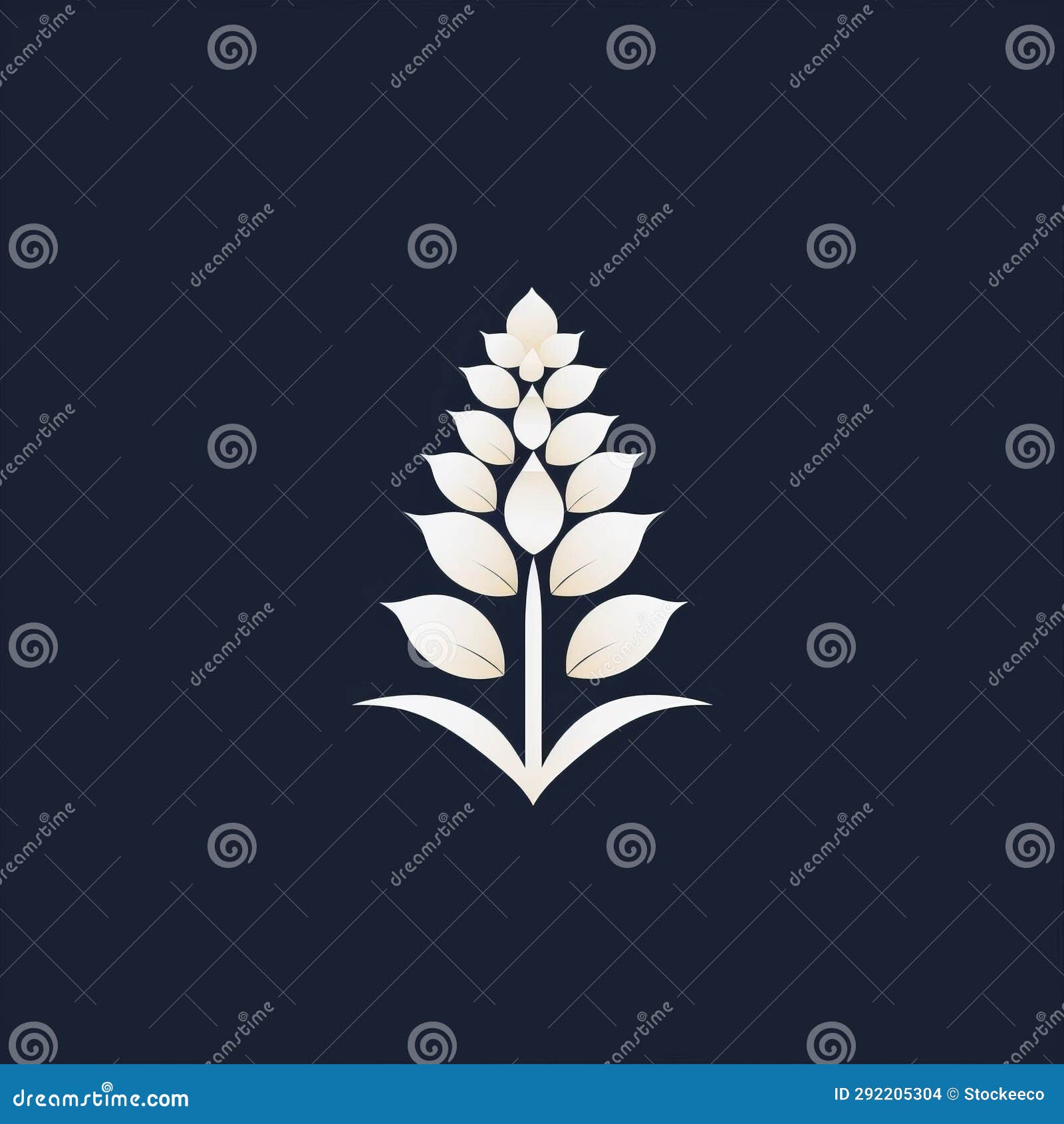 Elegant Wheat Leaf Logo in Dark Blue and Light Beige Stock Illustration ...