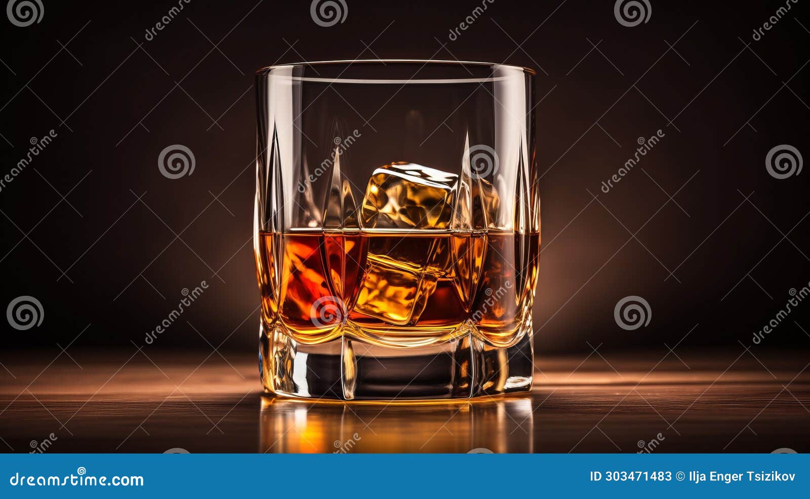 Elegant Whisky Glass Isolated on a Rich Brown Background with Ample ...