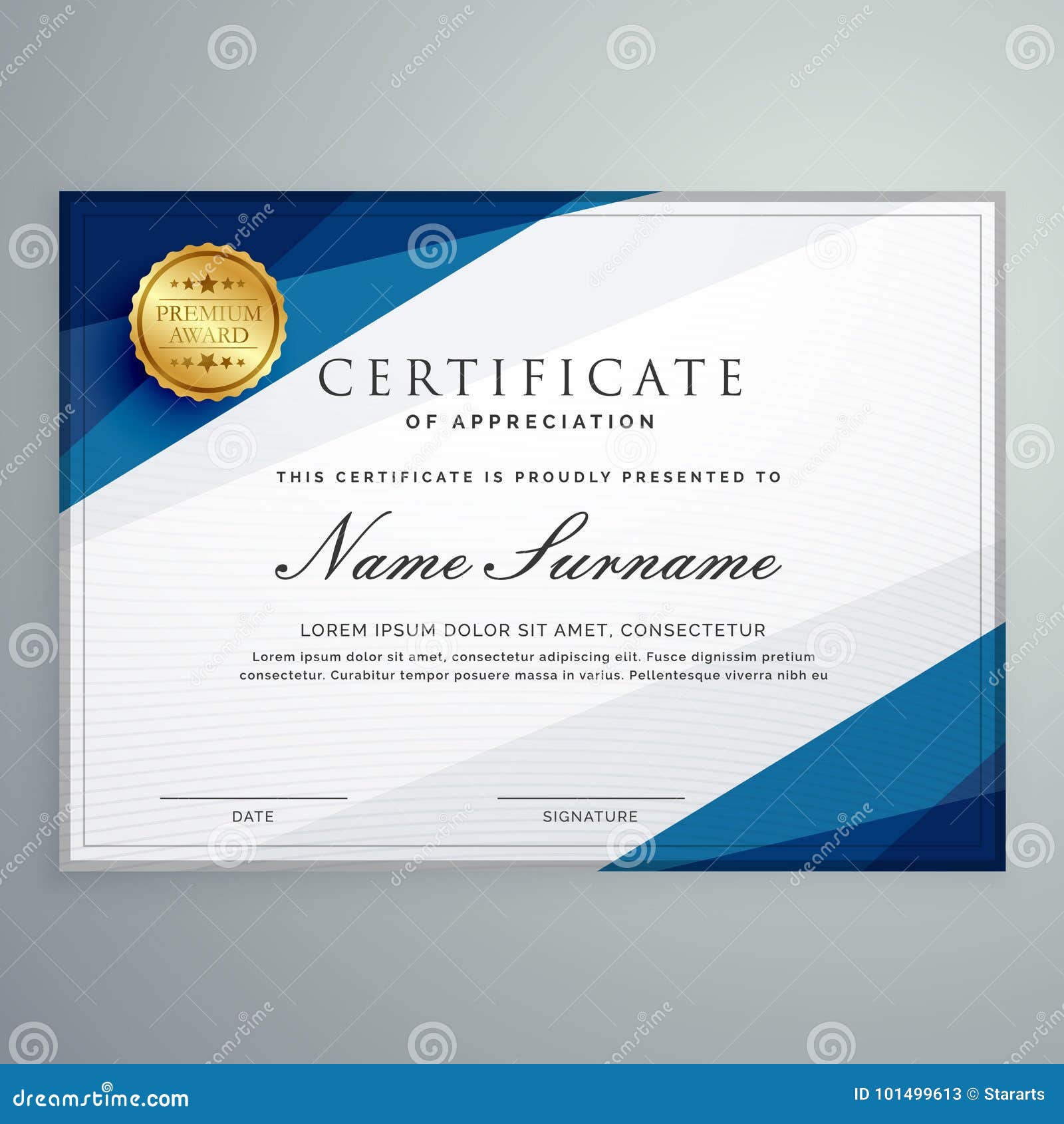 Elegant White and Blue Certificate Diploma Template Stock Vector ...