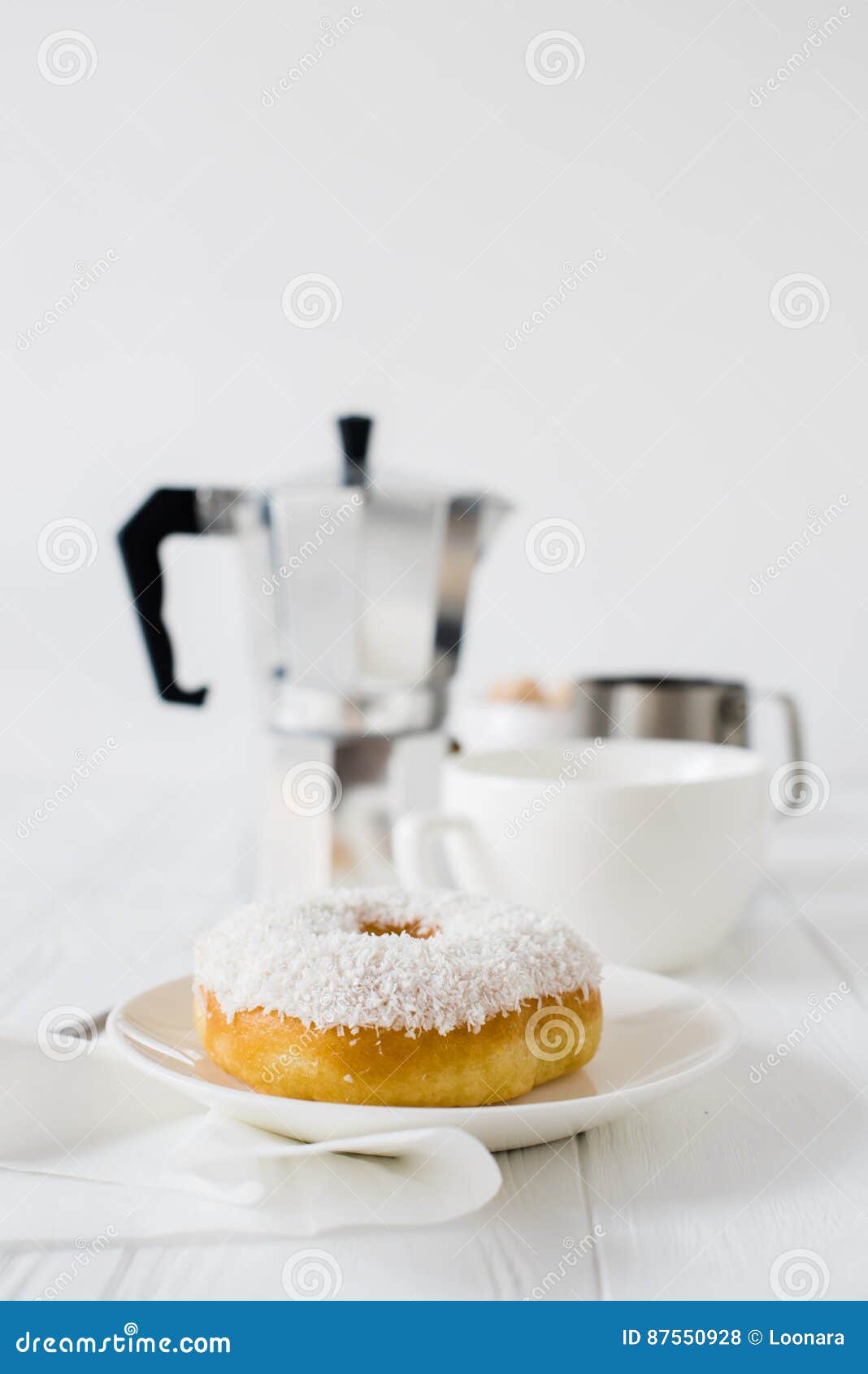 Elegant White Breakfast Table Setting Stock Photo - Image of homemade ...