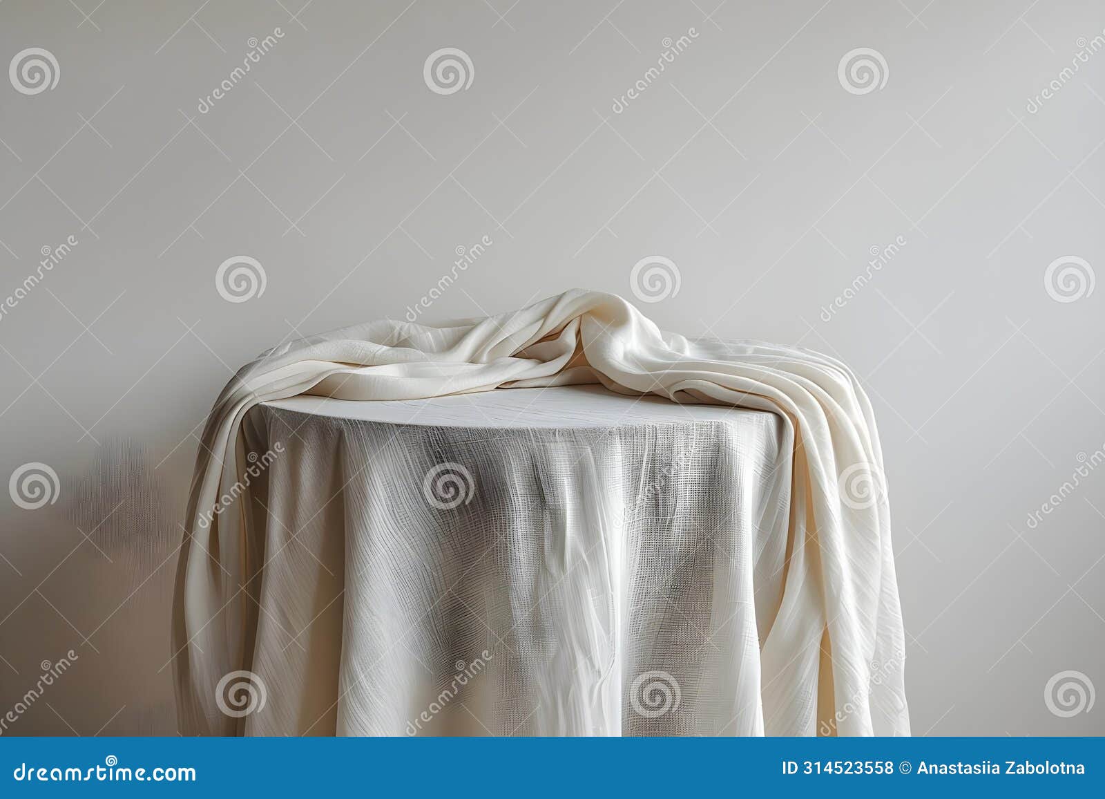 Elegant White Drapery on Minimalist Display Table. Concept Minimalist ...