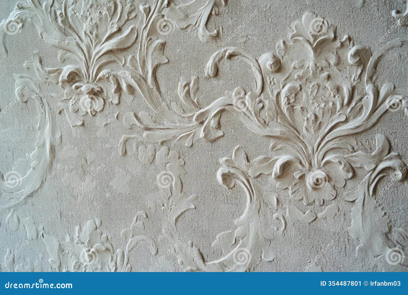 Elegant White Embossed Floral Wallpaper Design Stock Illustration ...