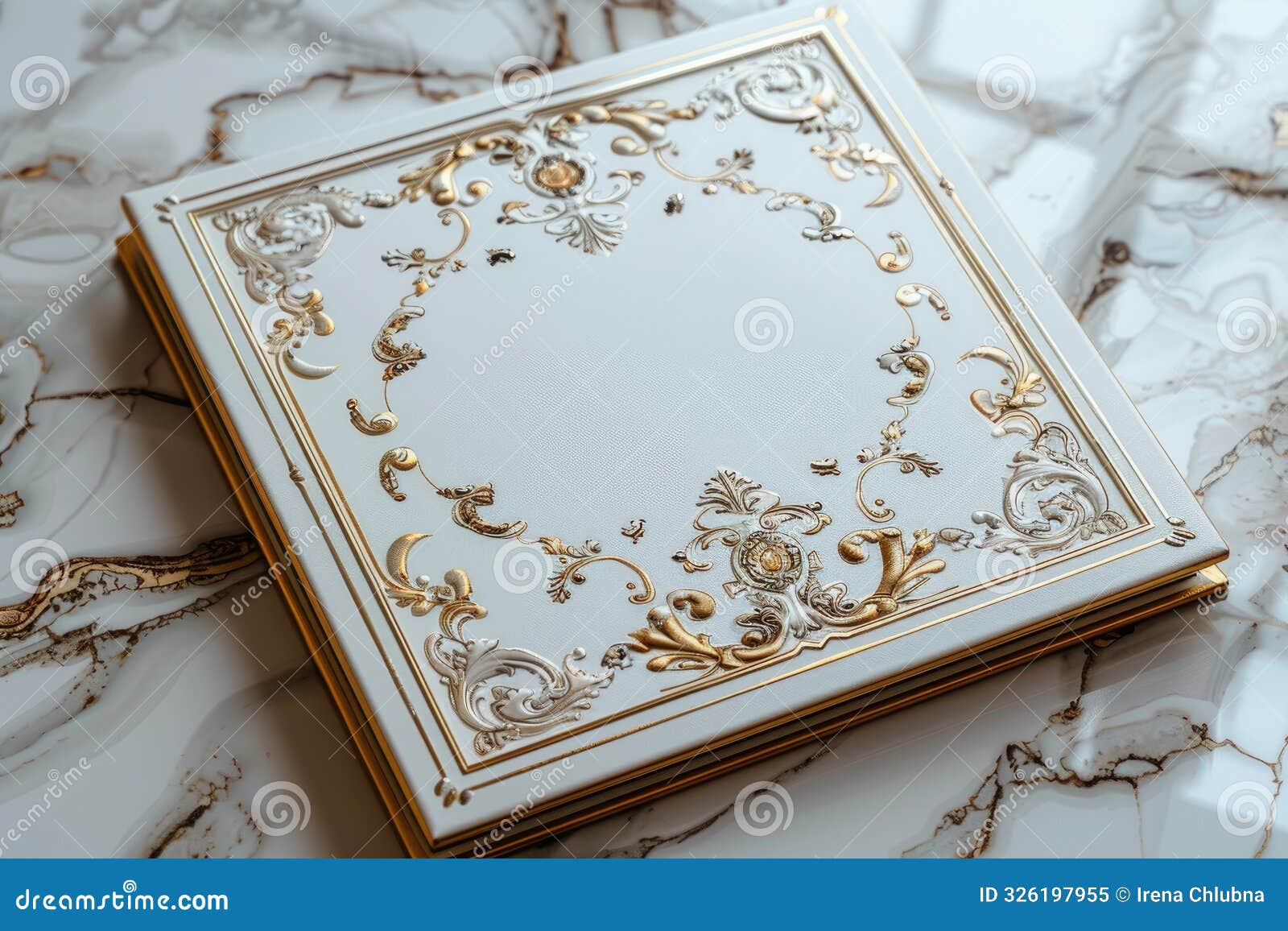 Elegant White and Gold Embossed Decorative Leather Book Stock ...