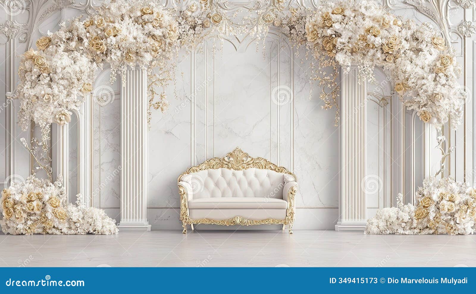 Elegant White and Gold Wedding Backdrop Stock Illustration ...