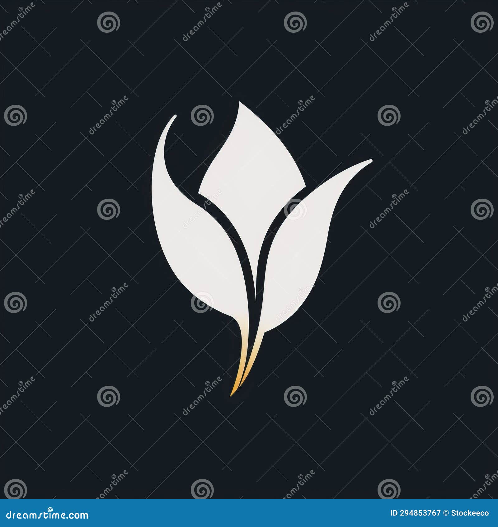 Elegant White Leaf Logo Illustration on Black Background Stock ...