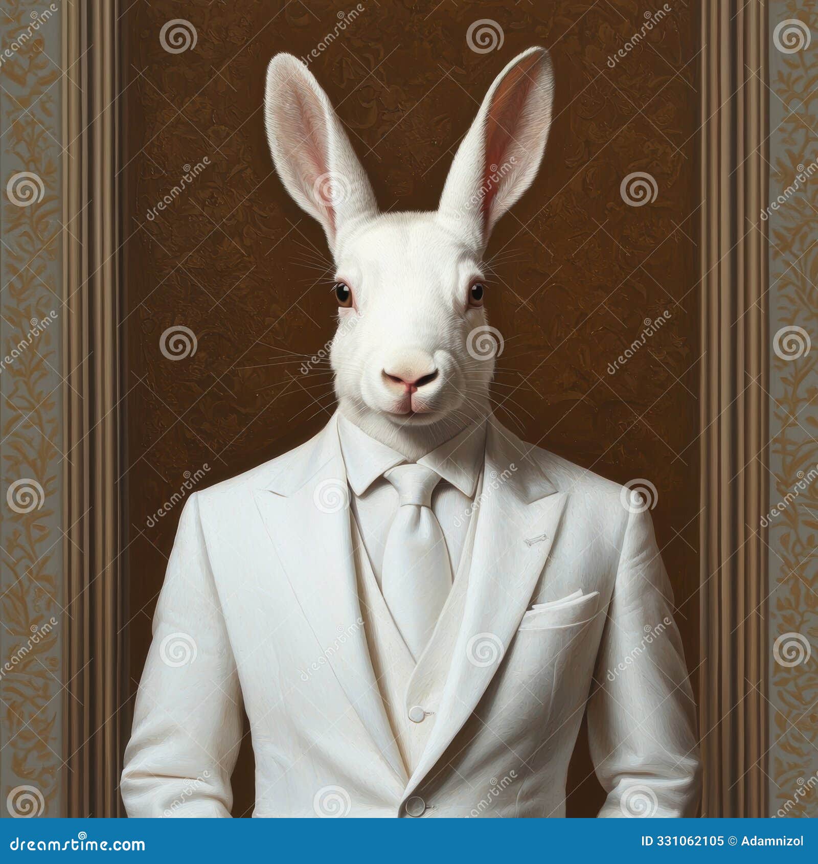 Elegant White Rabbit in Formal Attire Stock Illustration - Illustration ...