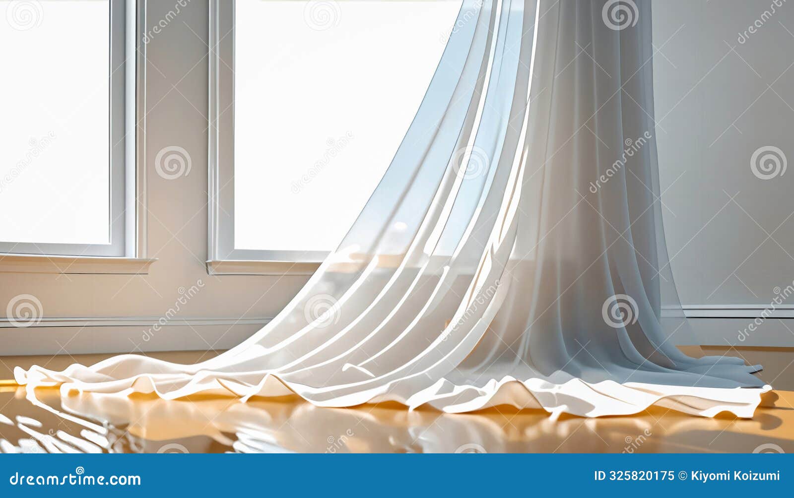 Elegant White Sheer Fabric on White Background. Stock Image - Image of ...