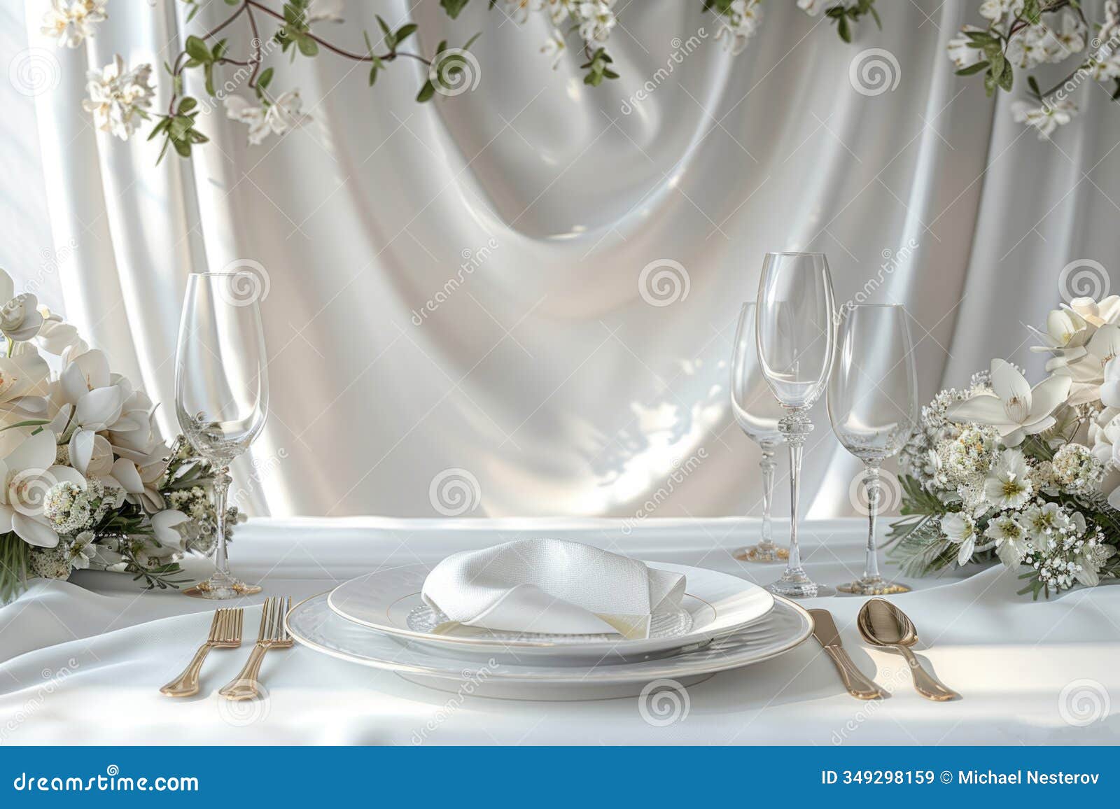 Elegant White Table Setting for Fine Dining Experience Stock Image ...