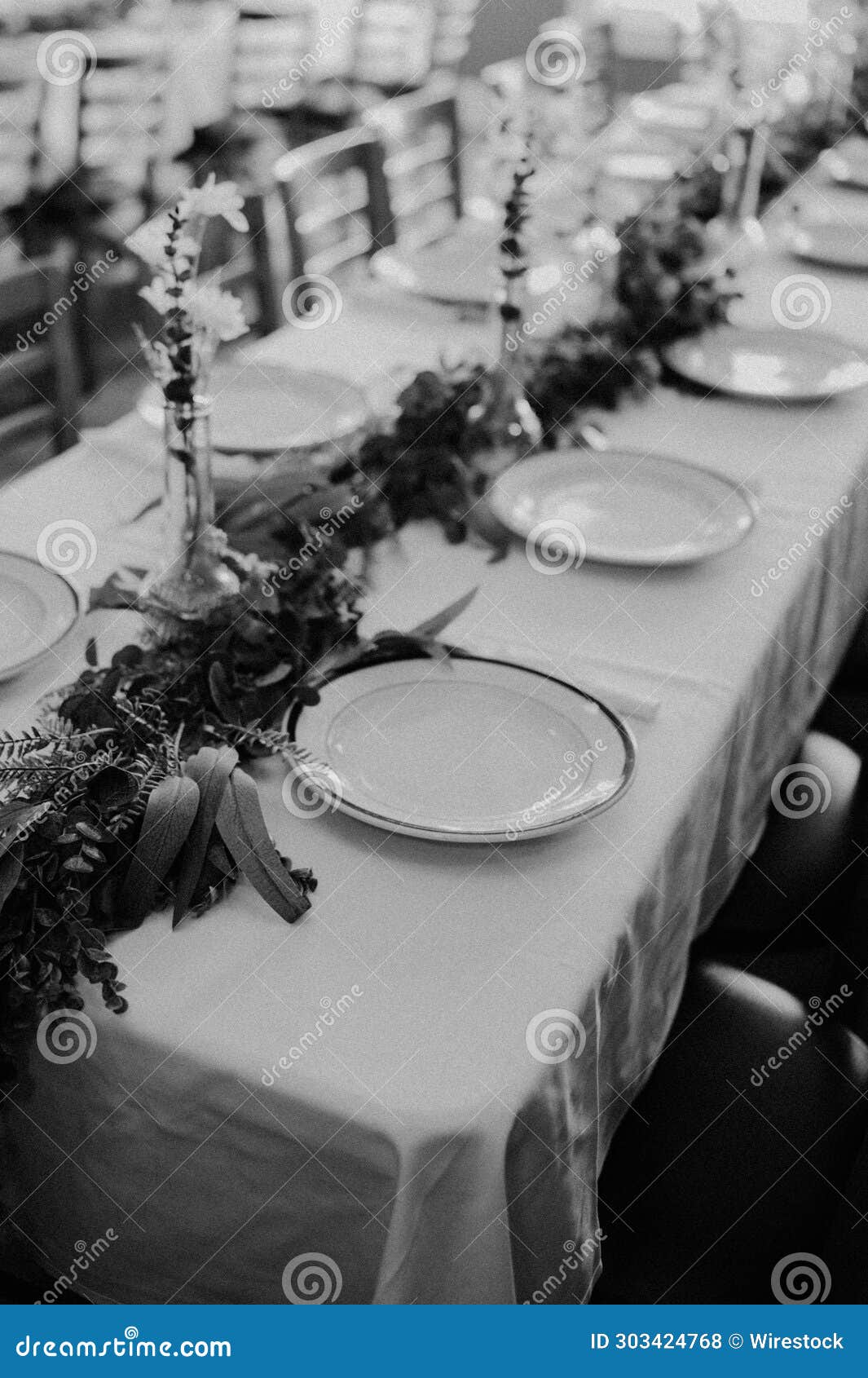Elegant White Table Setting for a Wedding Reception with Pristine ...