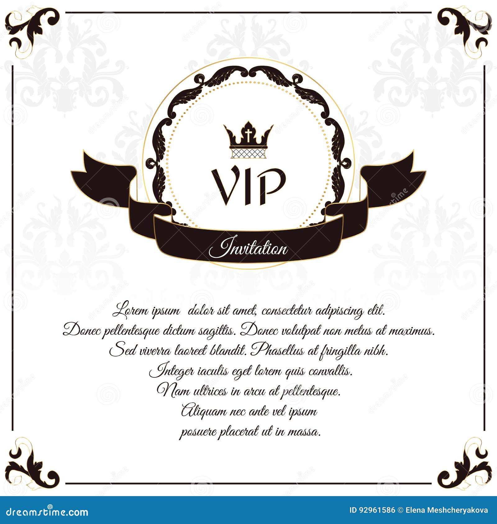 Elegant White VIP Card. it is Executed in the Victorian Style with a ...