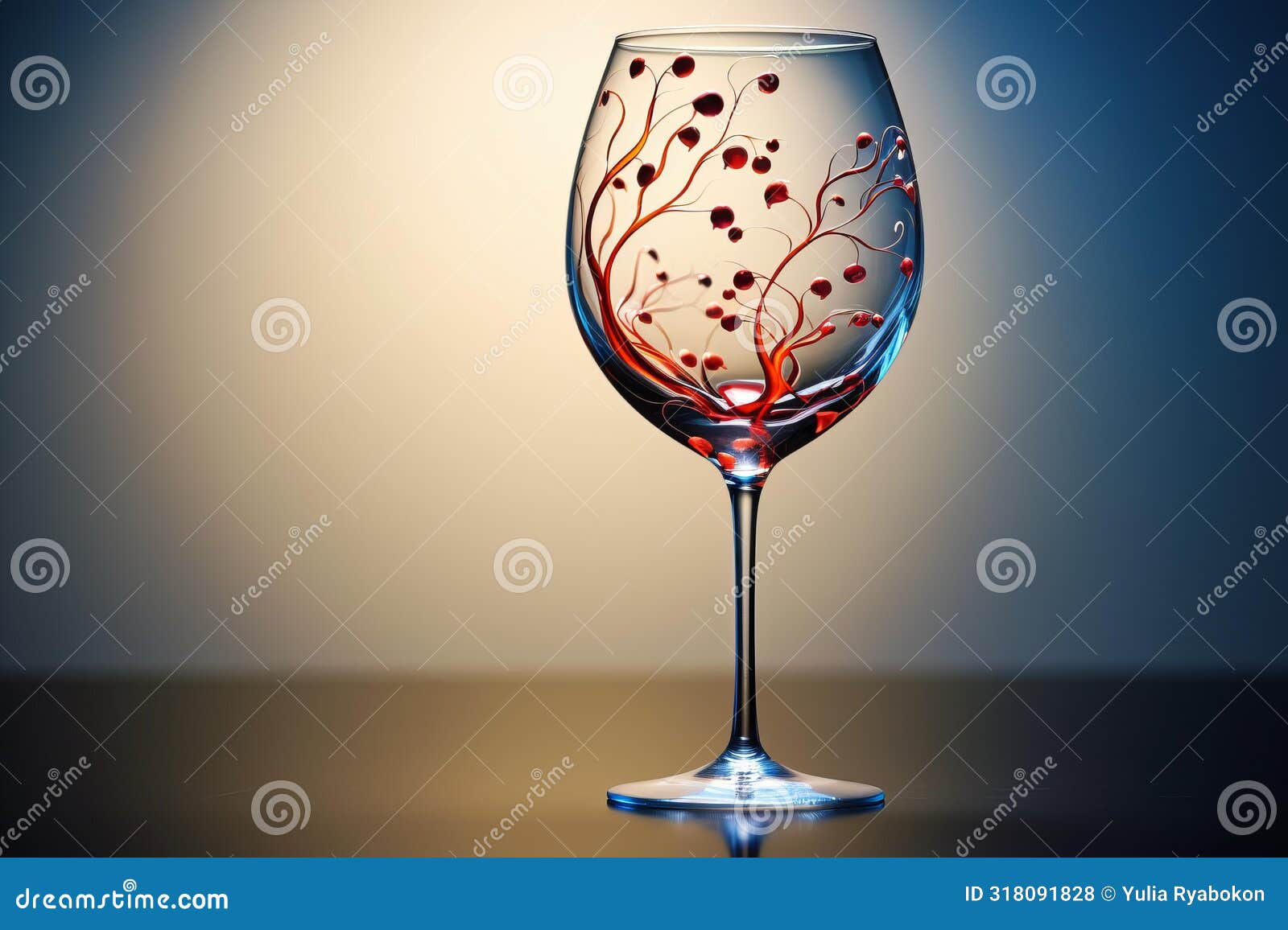 Elegant Wine Glass with Tree Design Stock Photo - Image of celebration ...