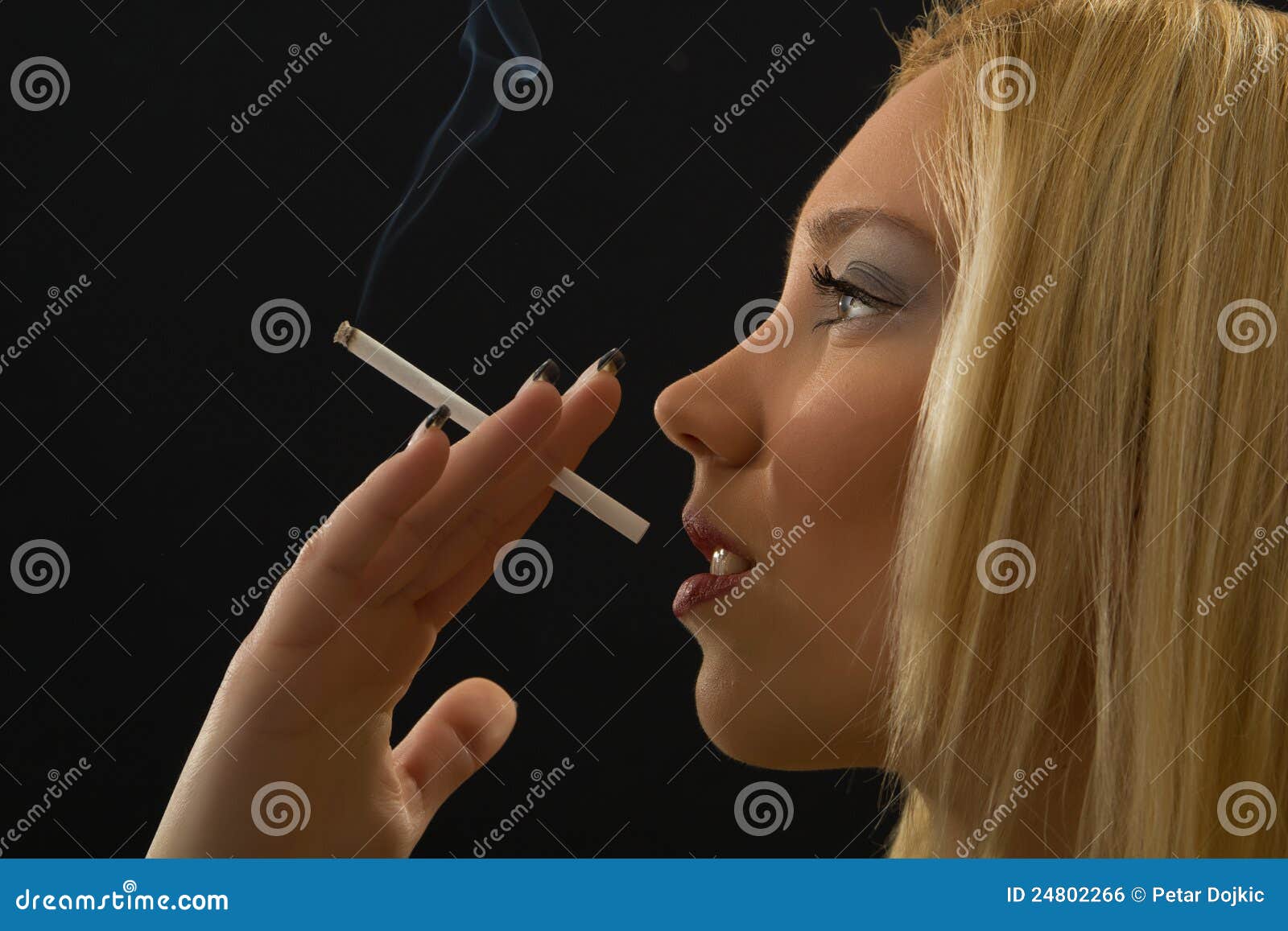Elegant Woman with Cigarette Stock Photo - Image of night, glamour ...